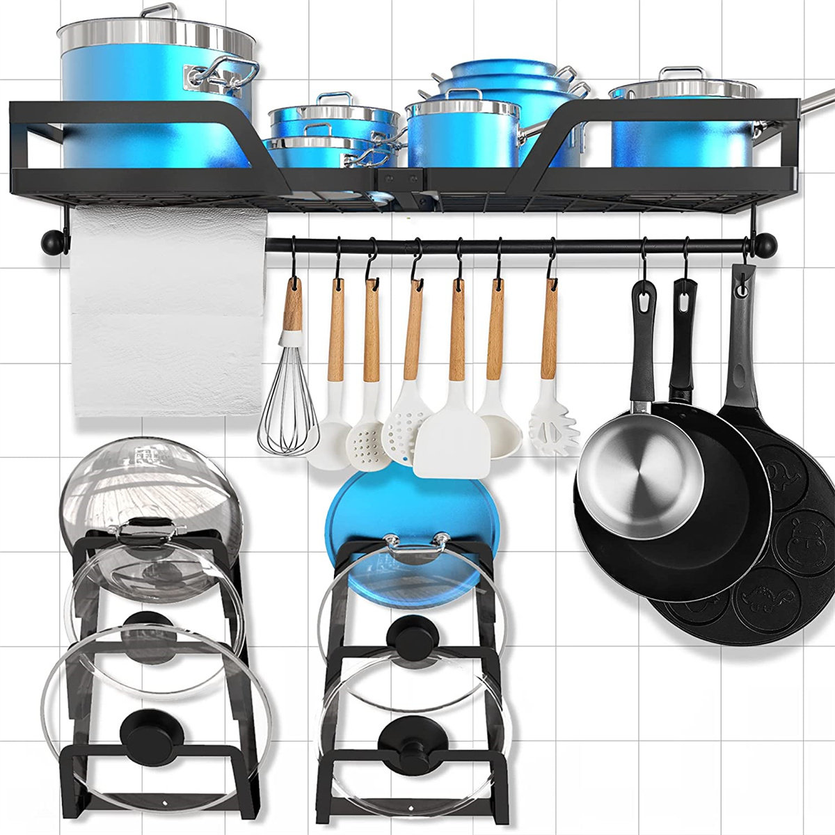 Prep & Savour Dekai Steel Straight Wall Mounted Pot Rack - Wayfair Canada