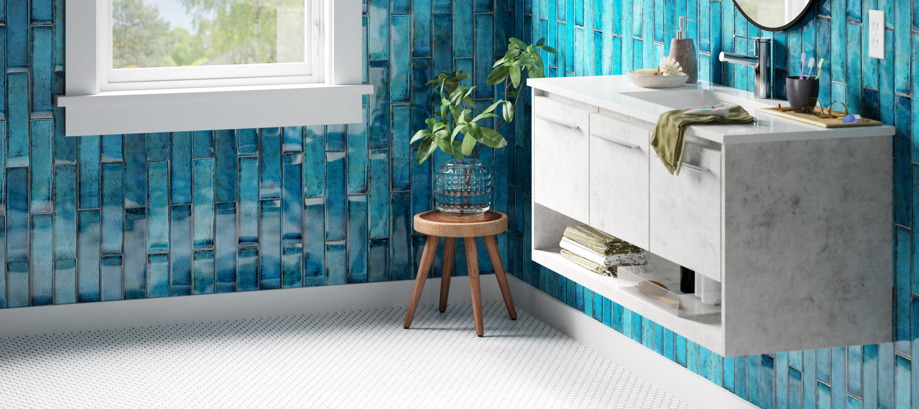 WS Tiles Value Series 1" x 1" Porcelain Mosaic Wall and Floor Tile ...