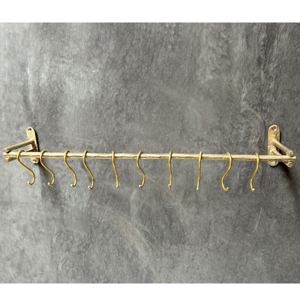 Rebrilliant Handmade Brass Kitchen Rail Rack With Hooks Space Saving ...