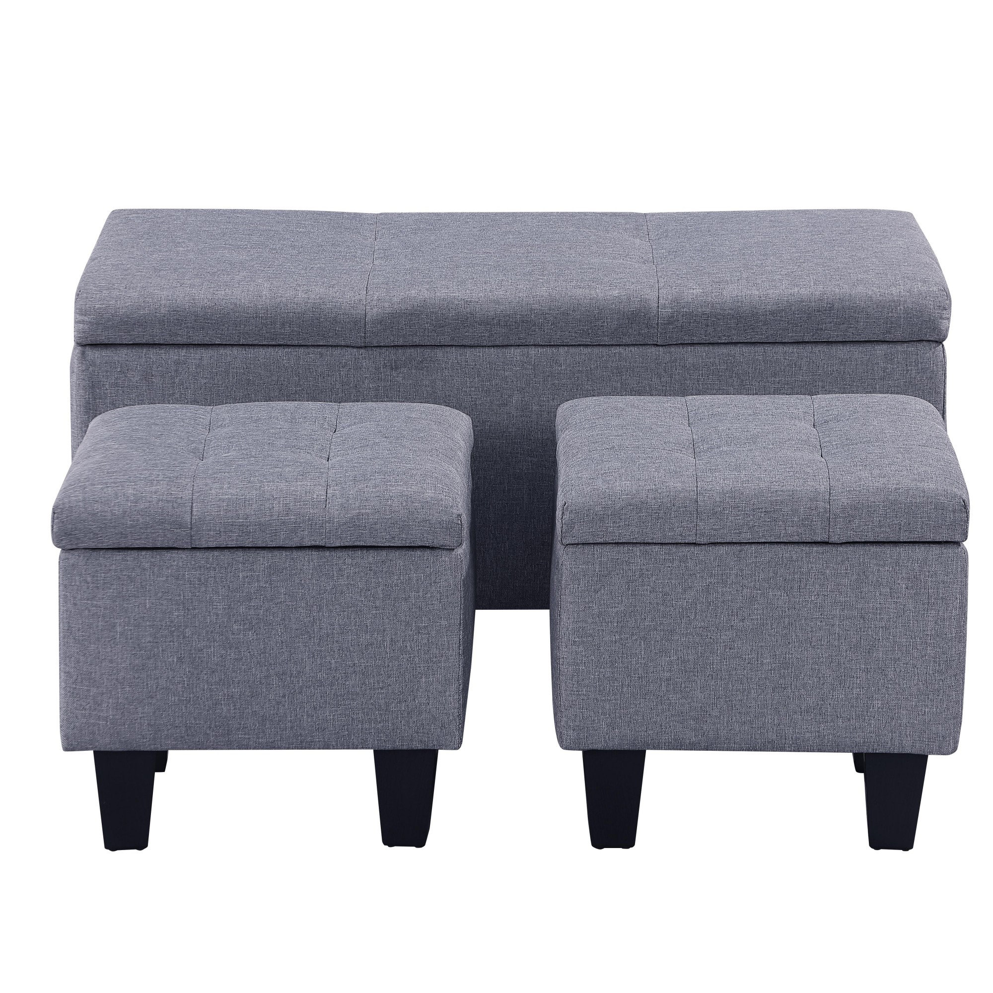 Latitude Run® Storage Footstool Set, 3 in 1 Combination Footstools ...