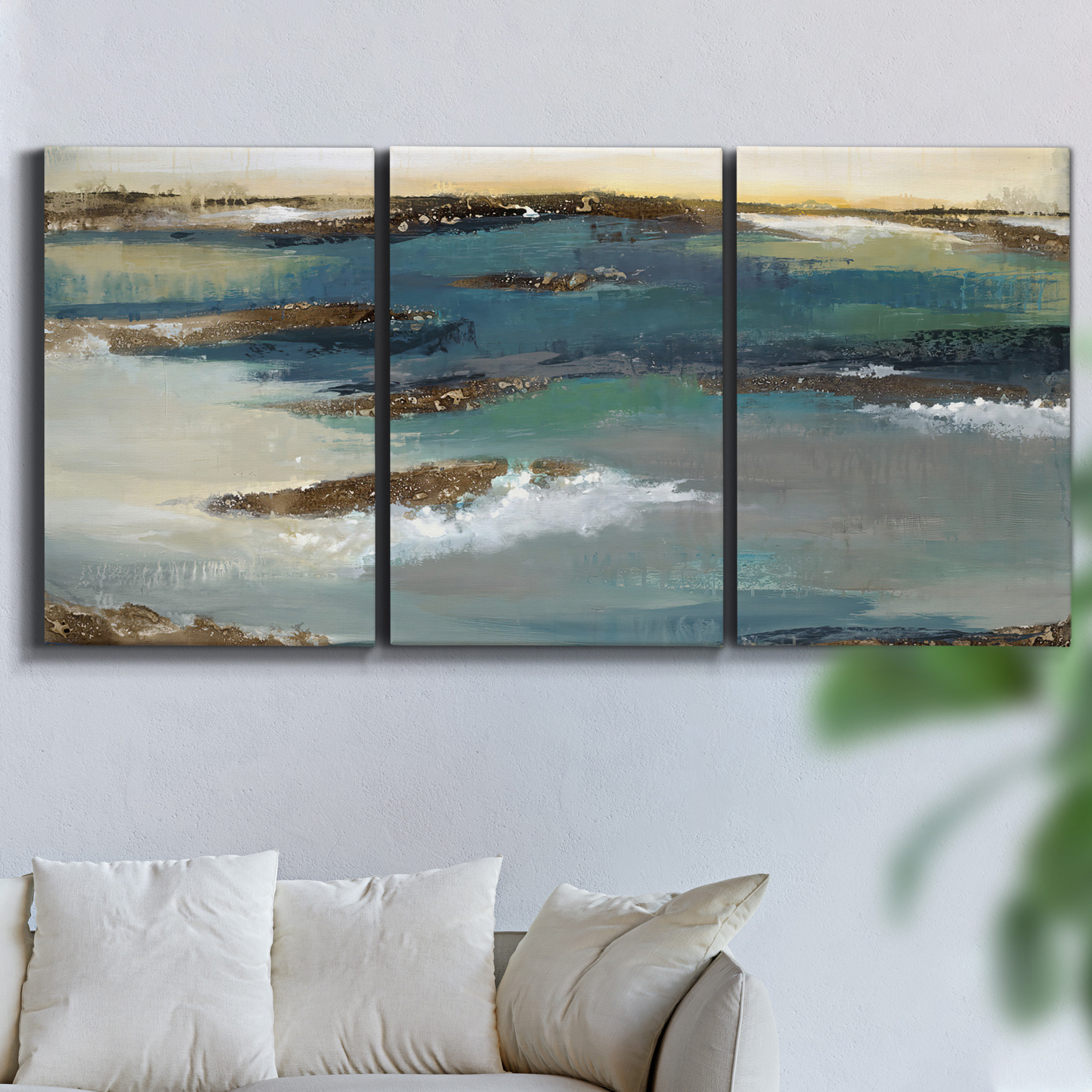 Rosecliff Heights Vert Landscape III Framed On Canvas 3 Pieces Set ...