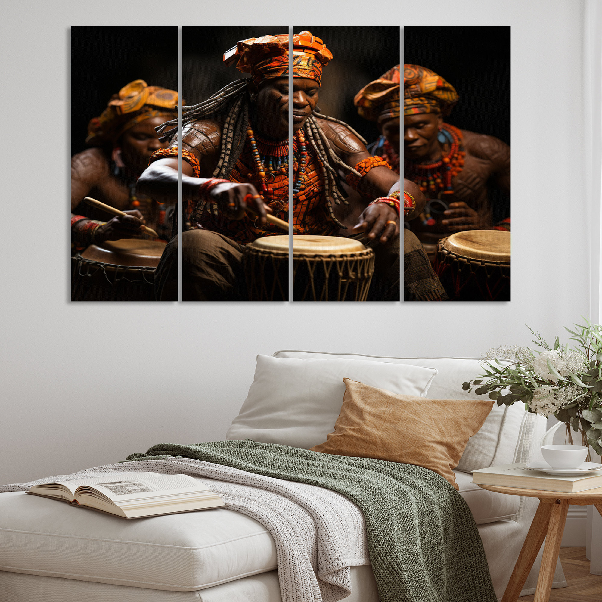 Ebern Designs African Rhythmic Drums II On Metal 4 Pieces Print | Wayfair