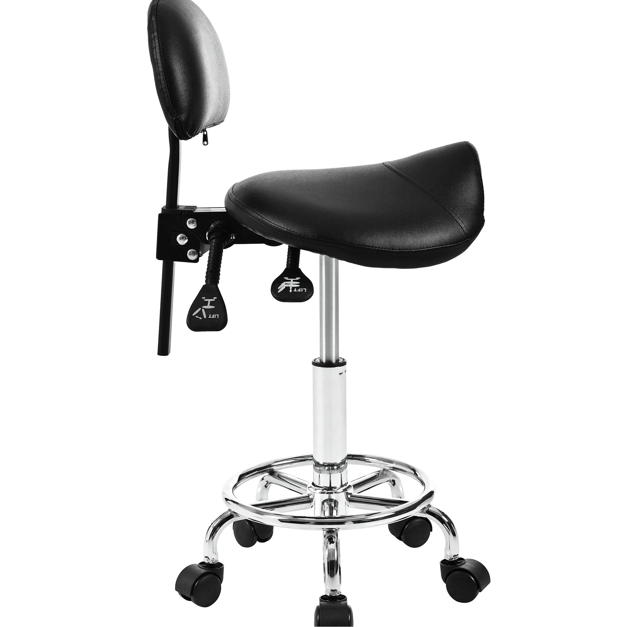 Wrought Studio™ Ergonomic Saddle Stool With And Foot Rest, 360 Rotating ...