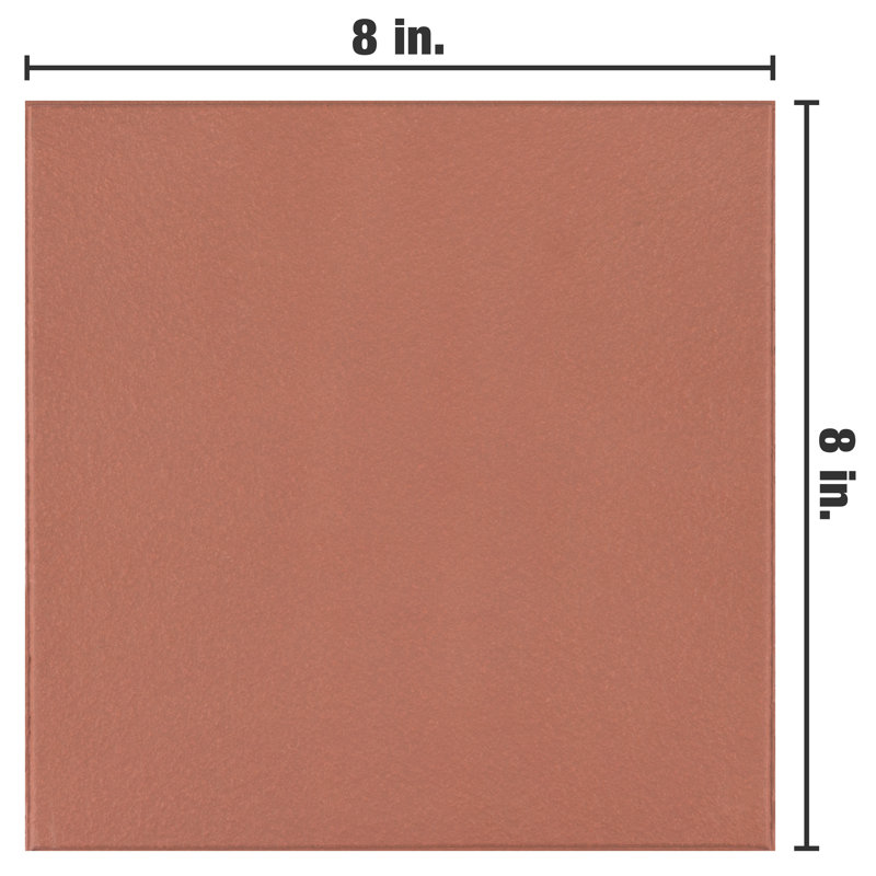 Merola Tile Klinker 8"x 8" Ceramic Floor and Wall Quarry Tile in Red ...