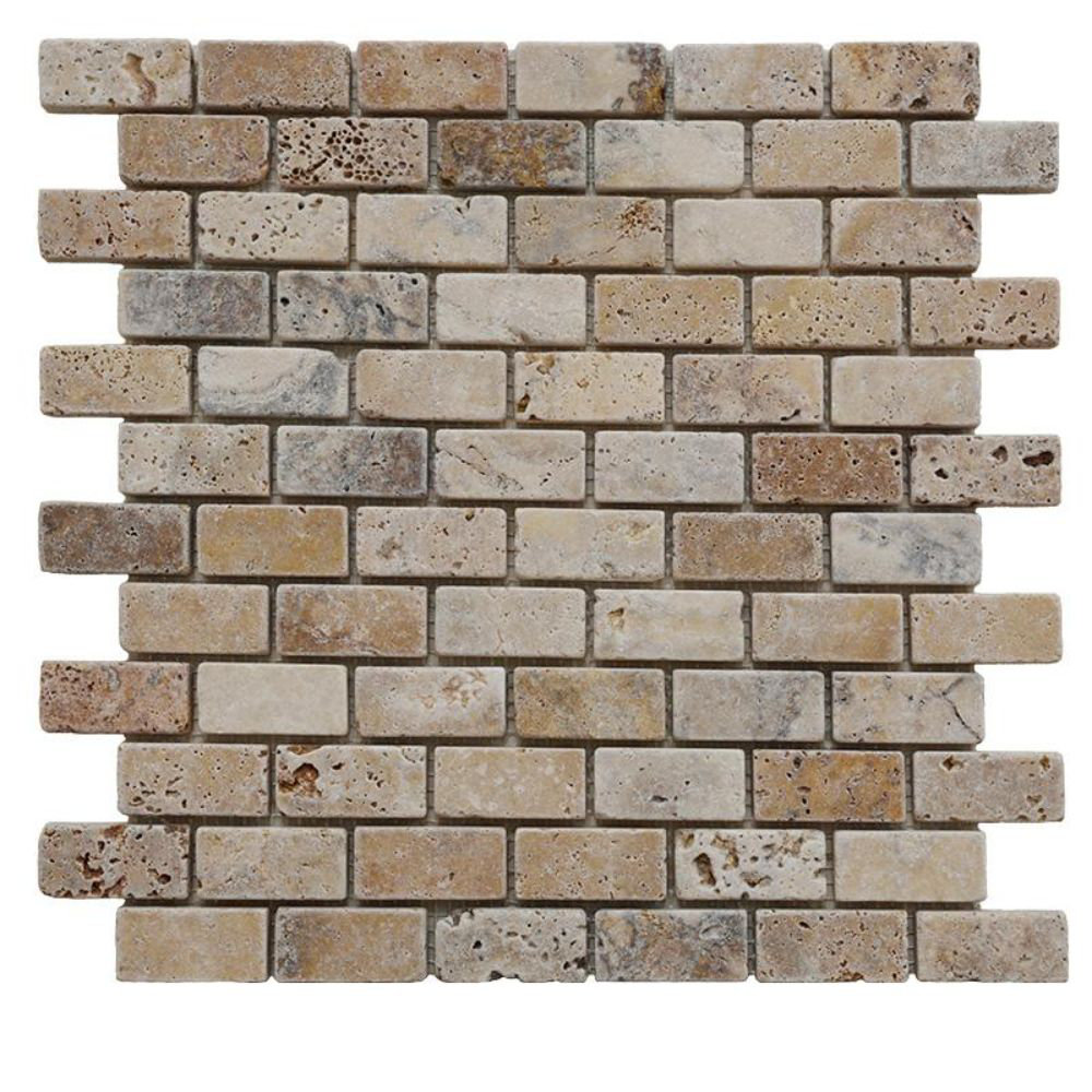 Tile & Mosaic Depot 1" x 2" Travertine Brick Joint Mosaic Wall & Floor ...