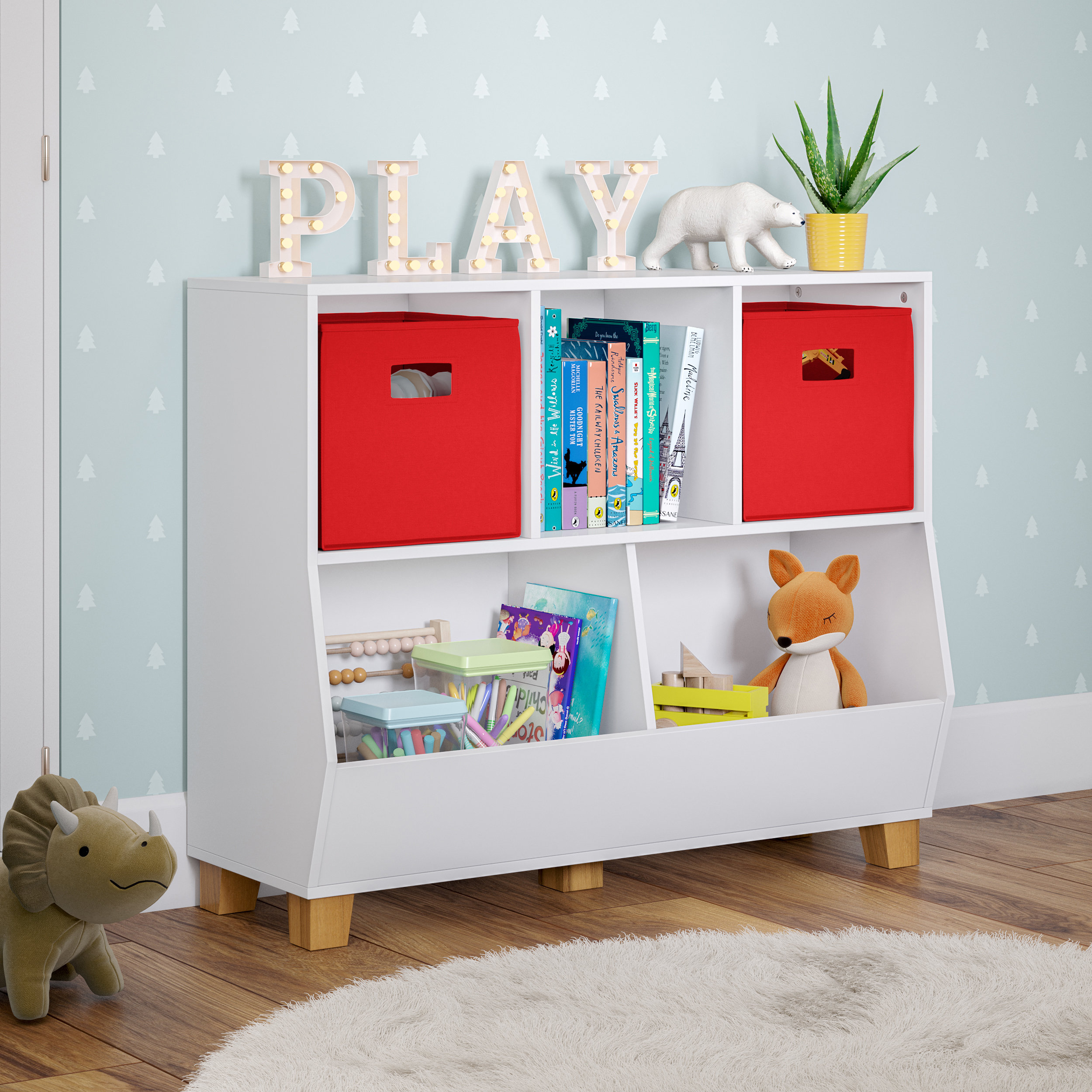 RiverRidge Home Catch-All Kids Multi-Cubby 35in Toy Organizer and 2 ...