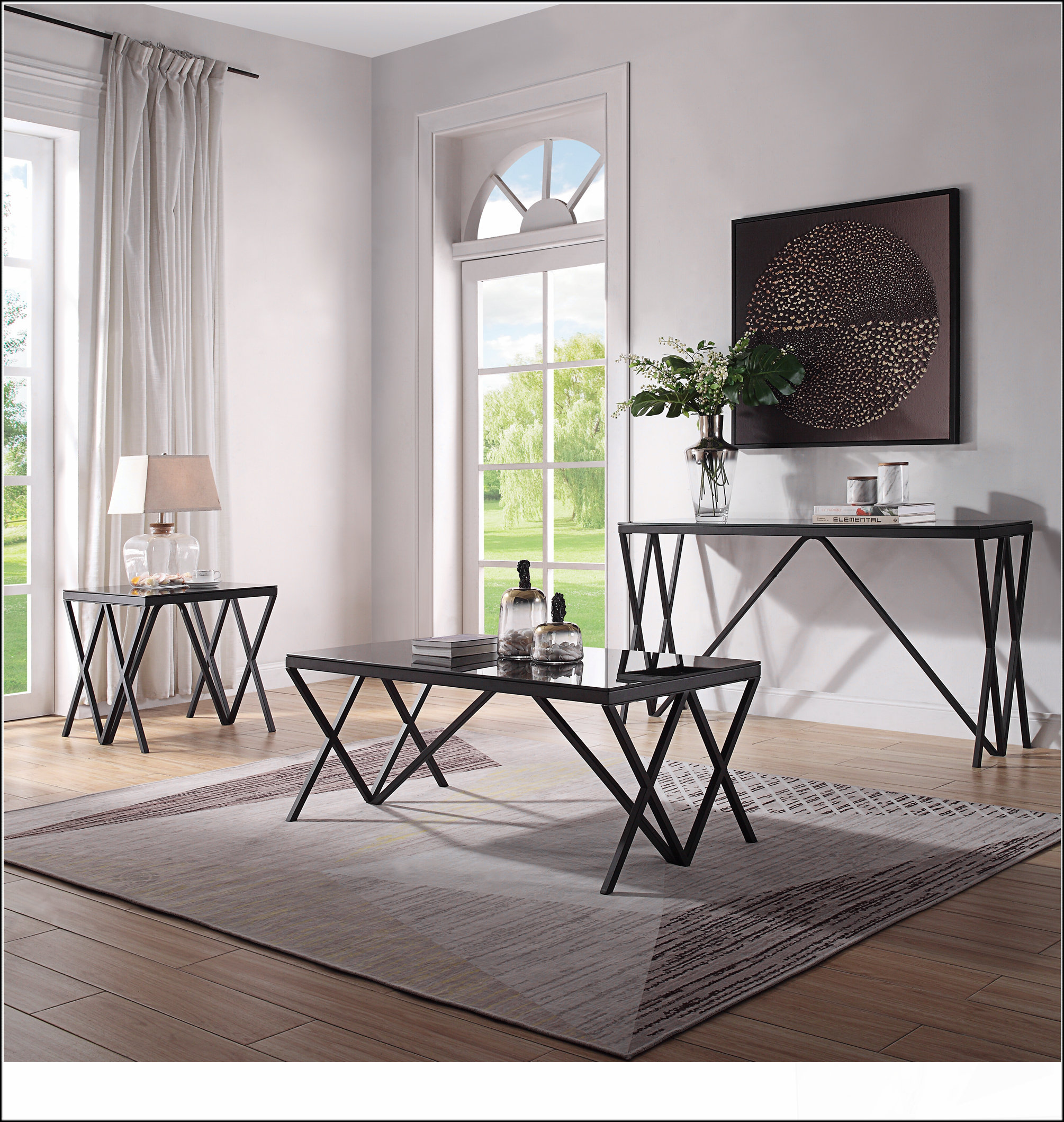 Ebern Designs Magenta Glass Top & Finish End Table Modern End Table ...