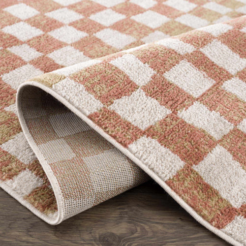Bungalow Rose Briawood Checkered Beige Area Rug & Reviews | Wayfair