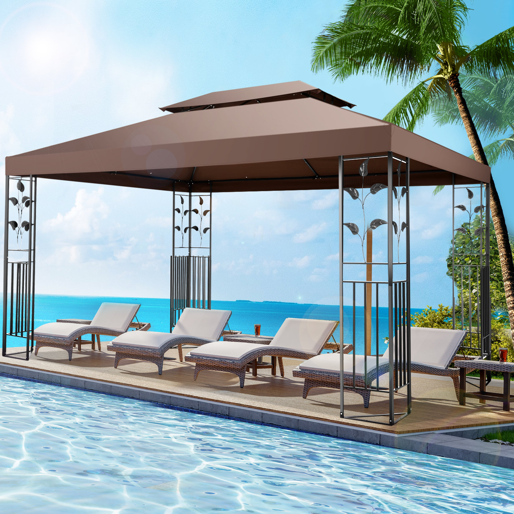 SANOPY 10x10 FT Metal Patio Gazebo, Outdoor Gazebo Canopy Tent for ...