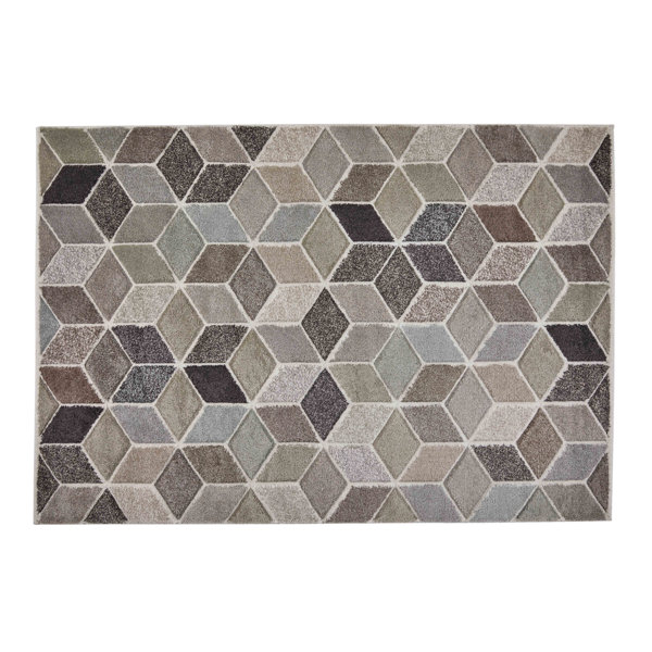 Metro Lane Akaysia Geometric Machine Woven Grey/Brown Area Rug ...