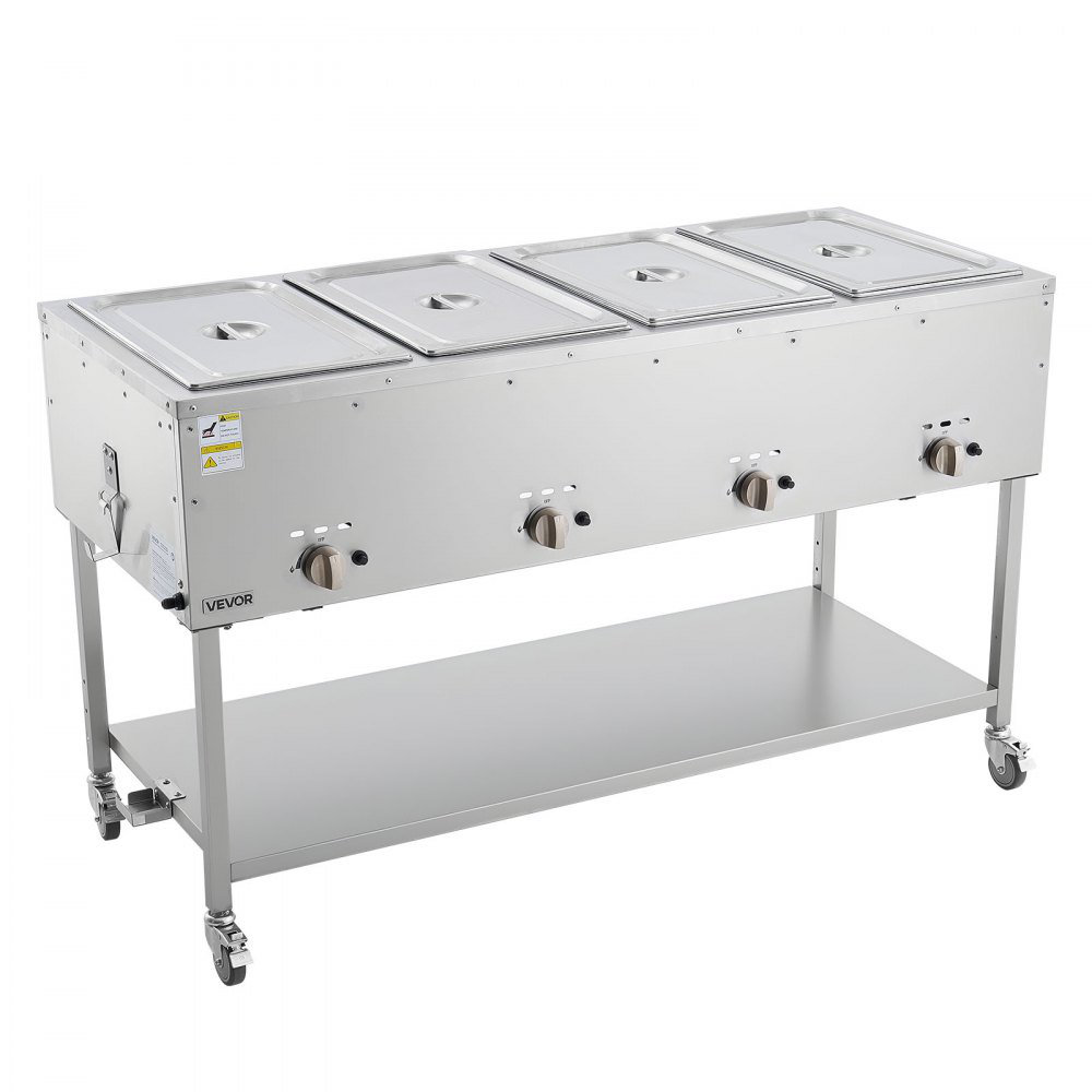 Hokku Designs 4-Pan Commercial Propane Steam Table, LP Gas Outdoor Soup ...