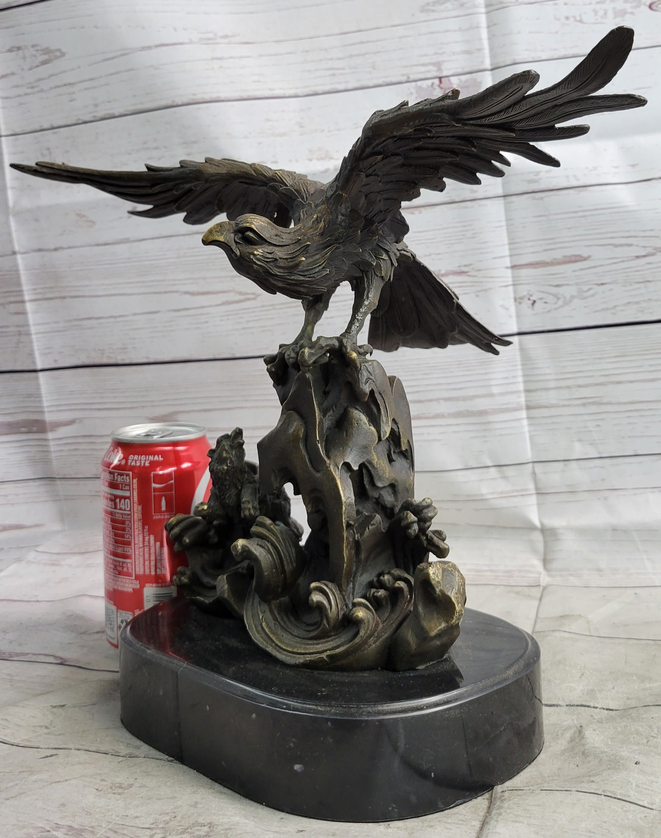 Loon Peak Eagle Landing on Waves Water Bronze Metal Statue Sculpture ...