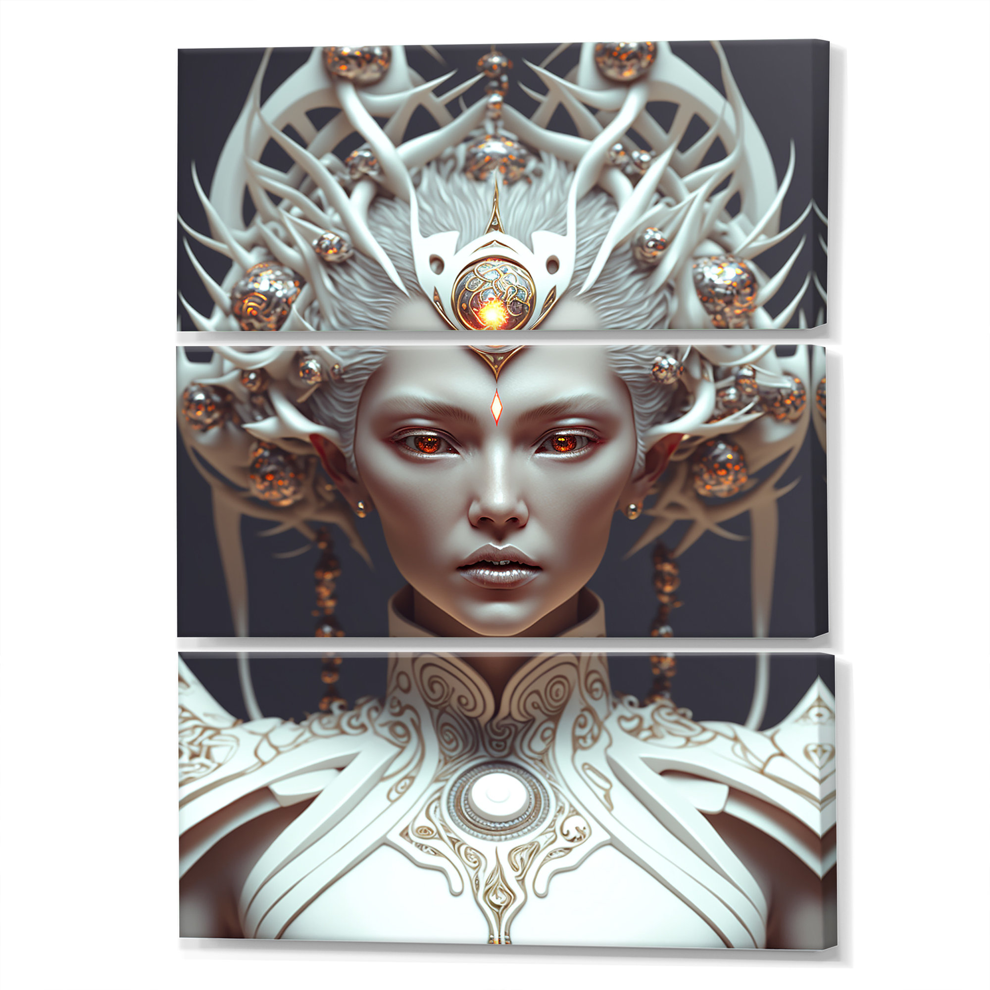Mercer41 Futuristic Goddess In White I - Woman Goddess Canvas Wall Art ...