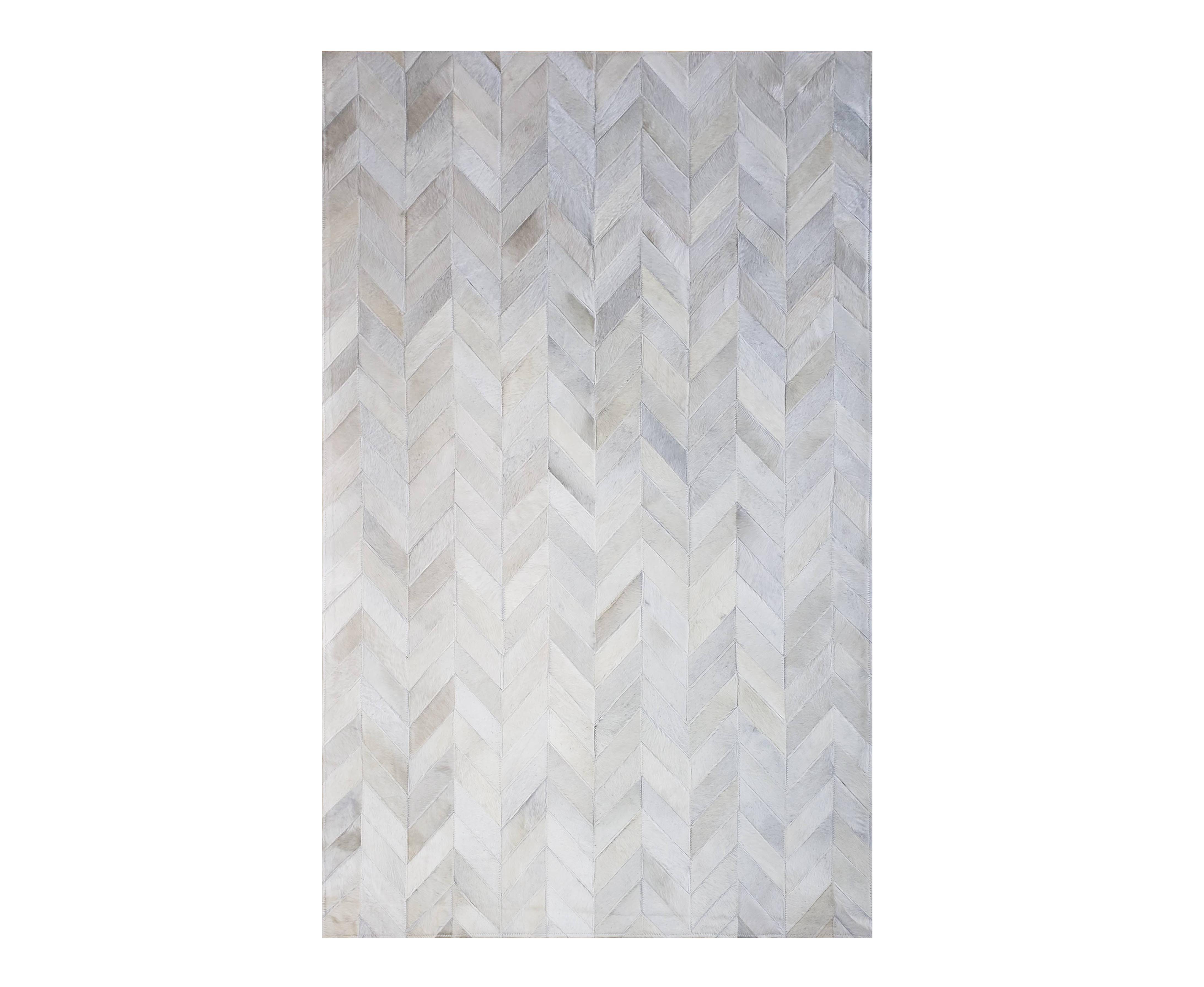 Latitude Run® Charlie-John Chevron Handmade Cowhide White/Light Gray ...