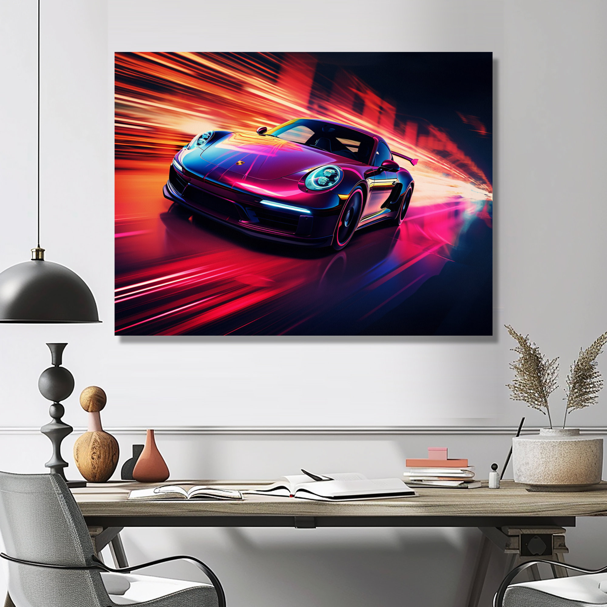 Ebern Designs Futuristic Fuchsia High Speed Porsche - Car Exotic Wall ...