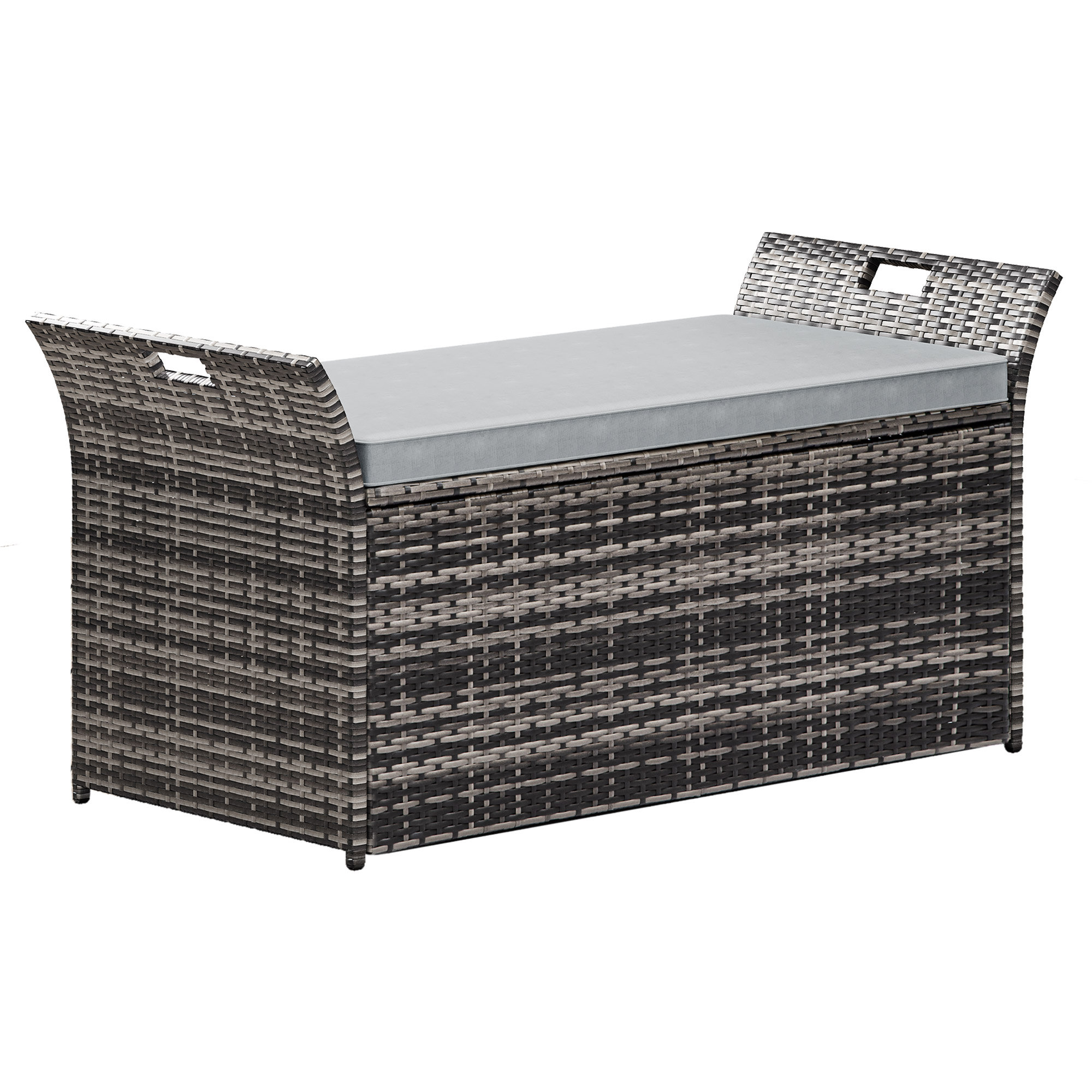 Latitude Run® Trevina 90 Gallon Outdoor Wicker Storage Bench, Patio ...
