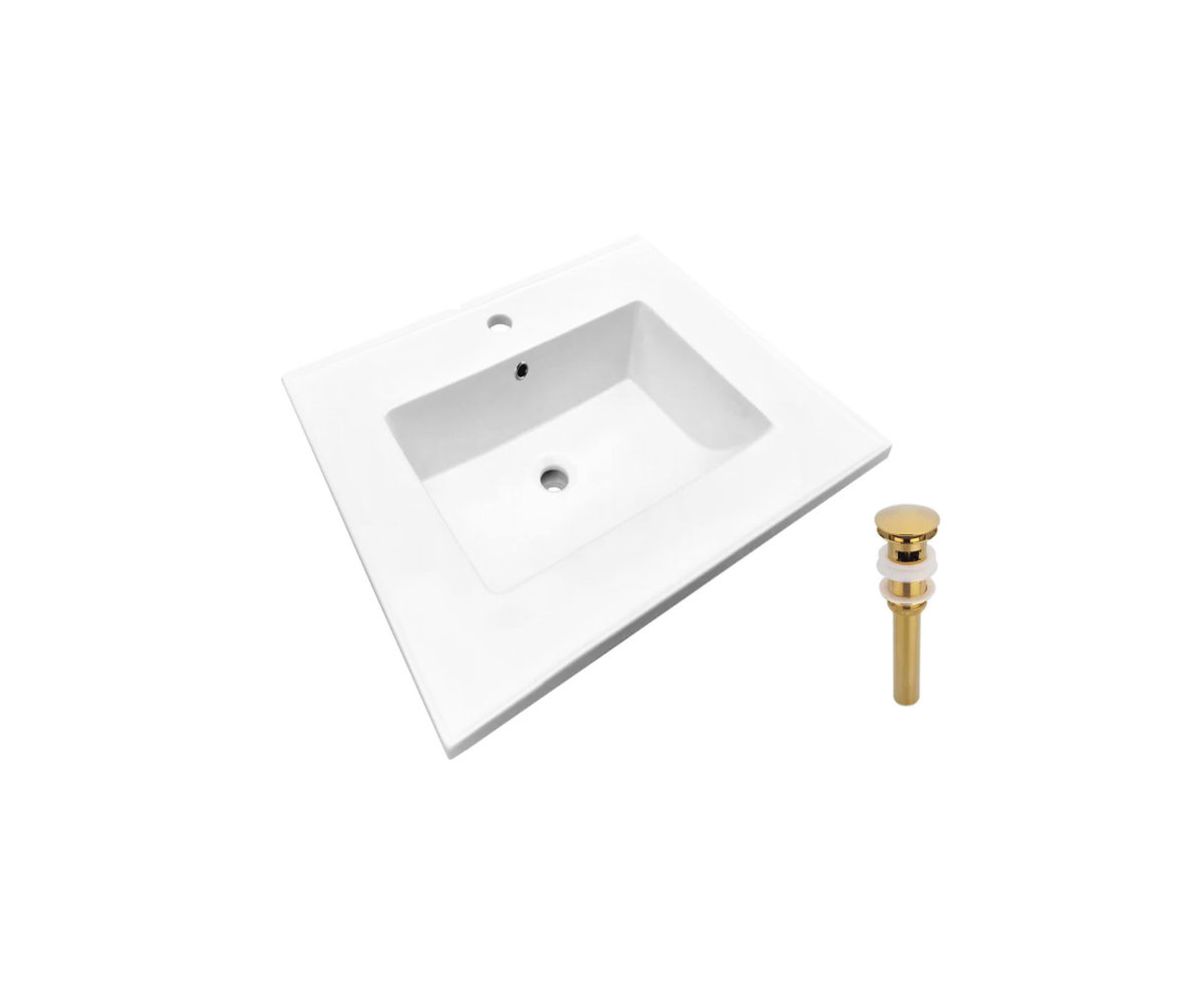 DROP Bath and Kitchen 16.3"W Rectangular Ceramic Bathroom Vanity Top ...