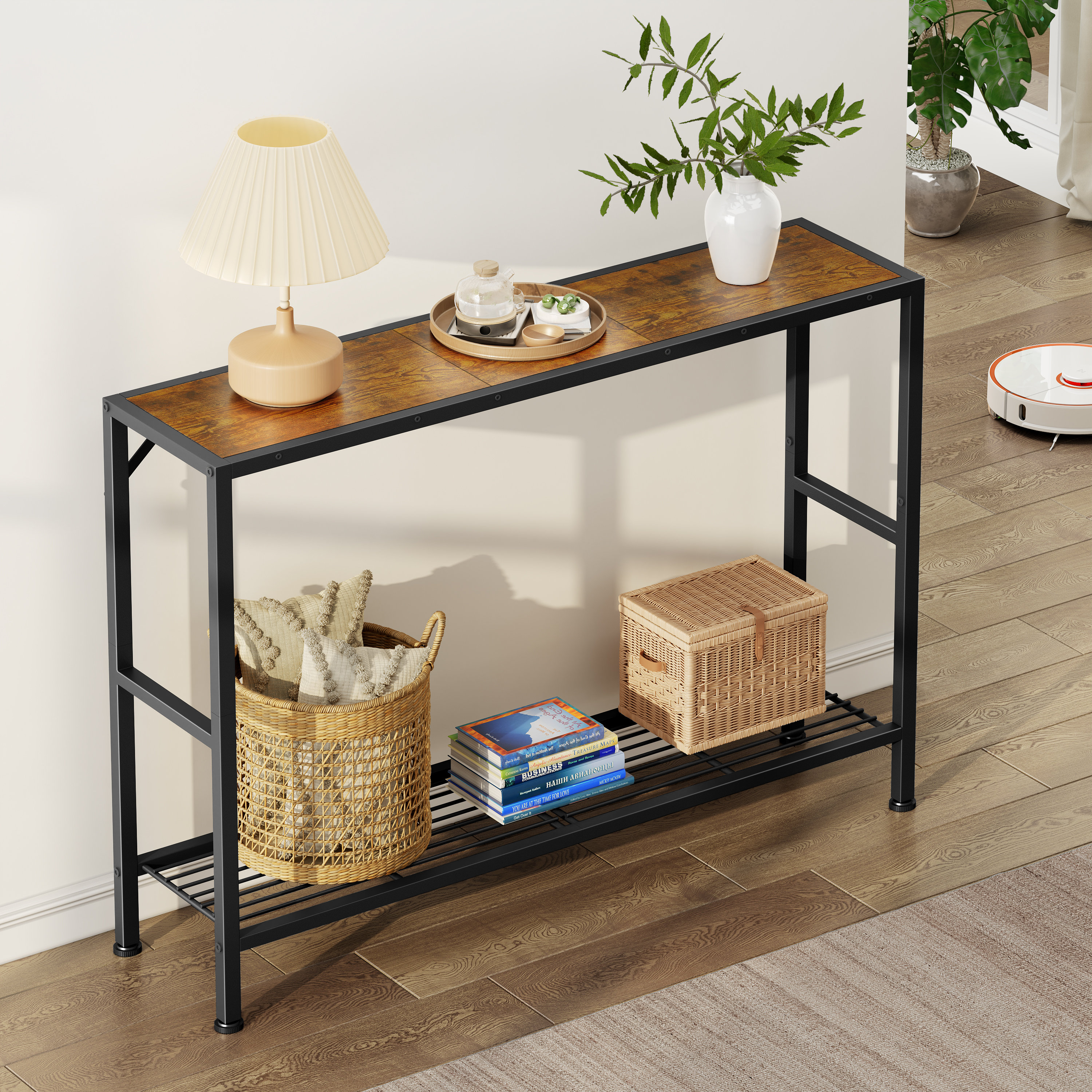 17 Stories Tamatha 41.7'' Console Table with Open Shelf Storage, Narrow ...