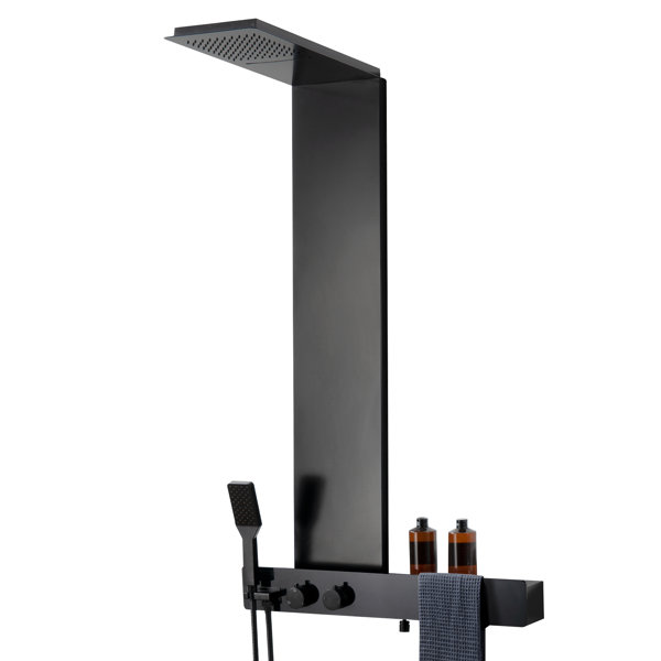 VIBRANTBATH Rainfall Shower Tower Shower Panel System with Storage ...