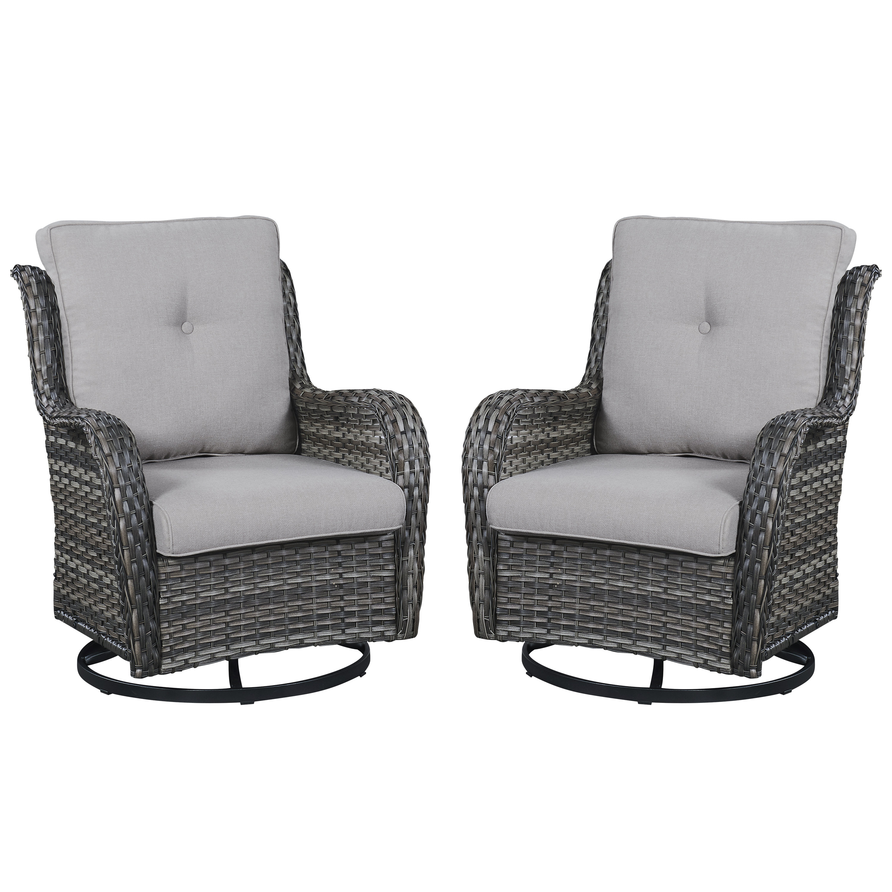 Winston Porter Tonry Wicker Outdoor Rocking Chairs with Cushions ...