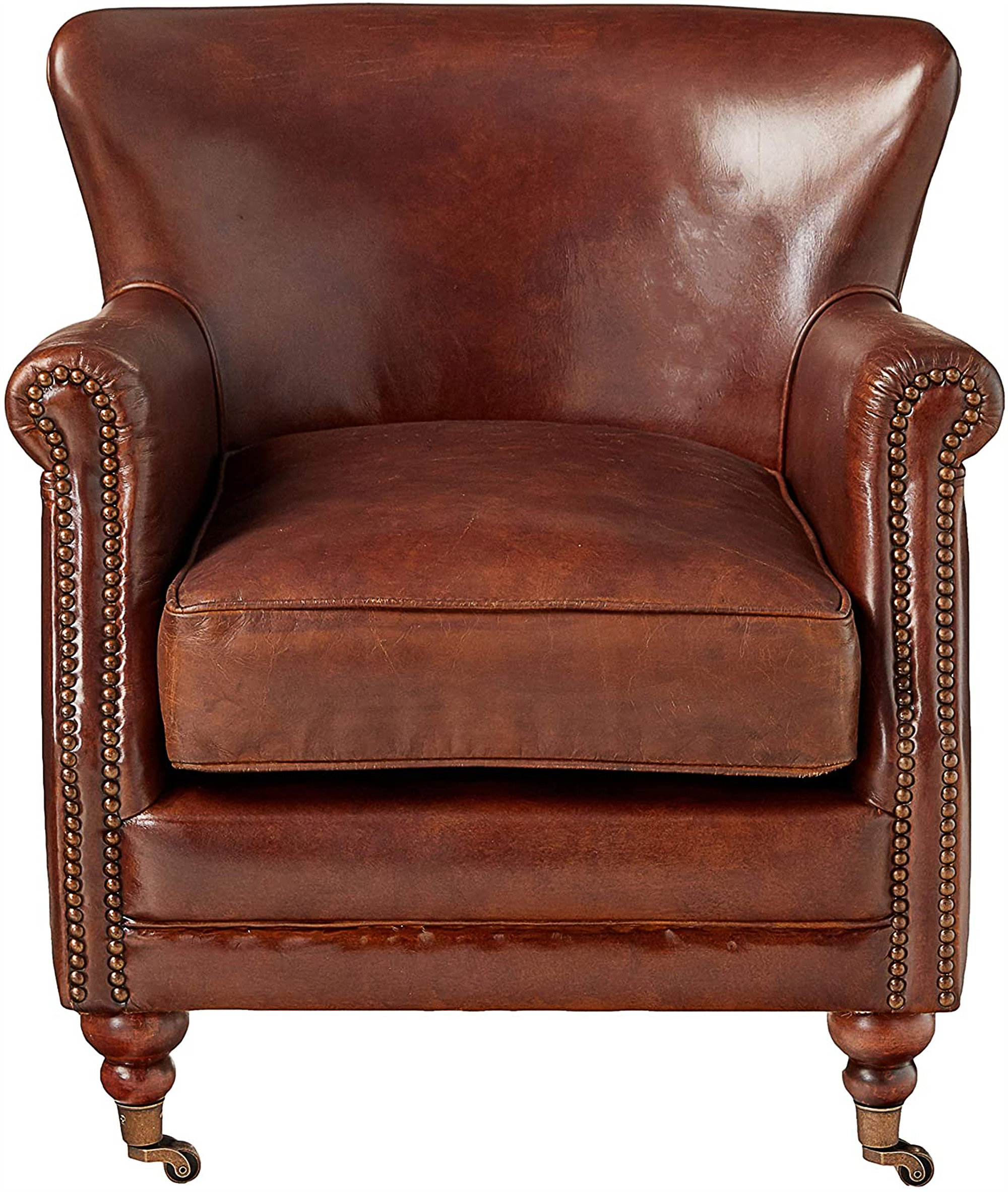 Birch Lane™ Bellfleur 24'' W Leather Top Grain Leather Club Chair ...