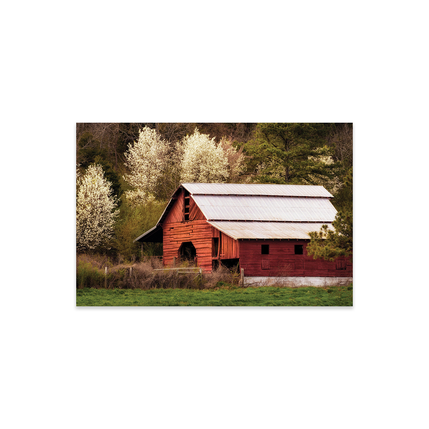 Gracie Oaks Skylight Red Barn - Unframed Graphic Art | Wayfair