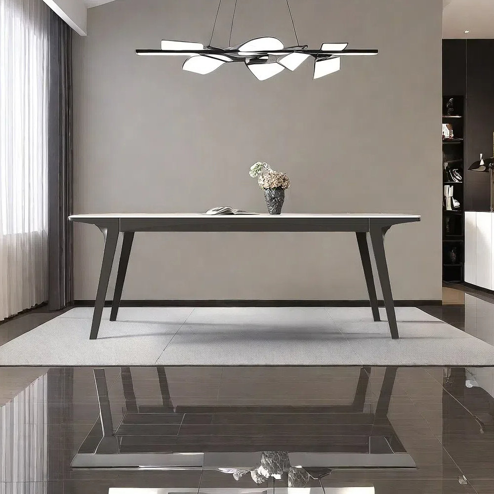 Sleek Surface Designs Cream wind rock slab rectangular dining table ...