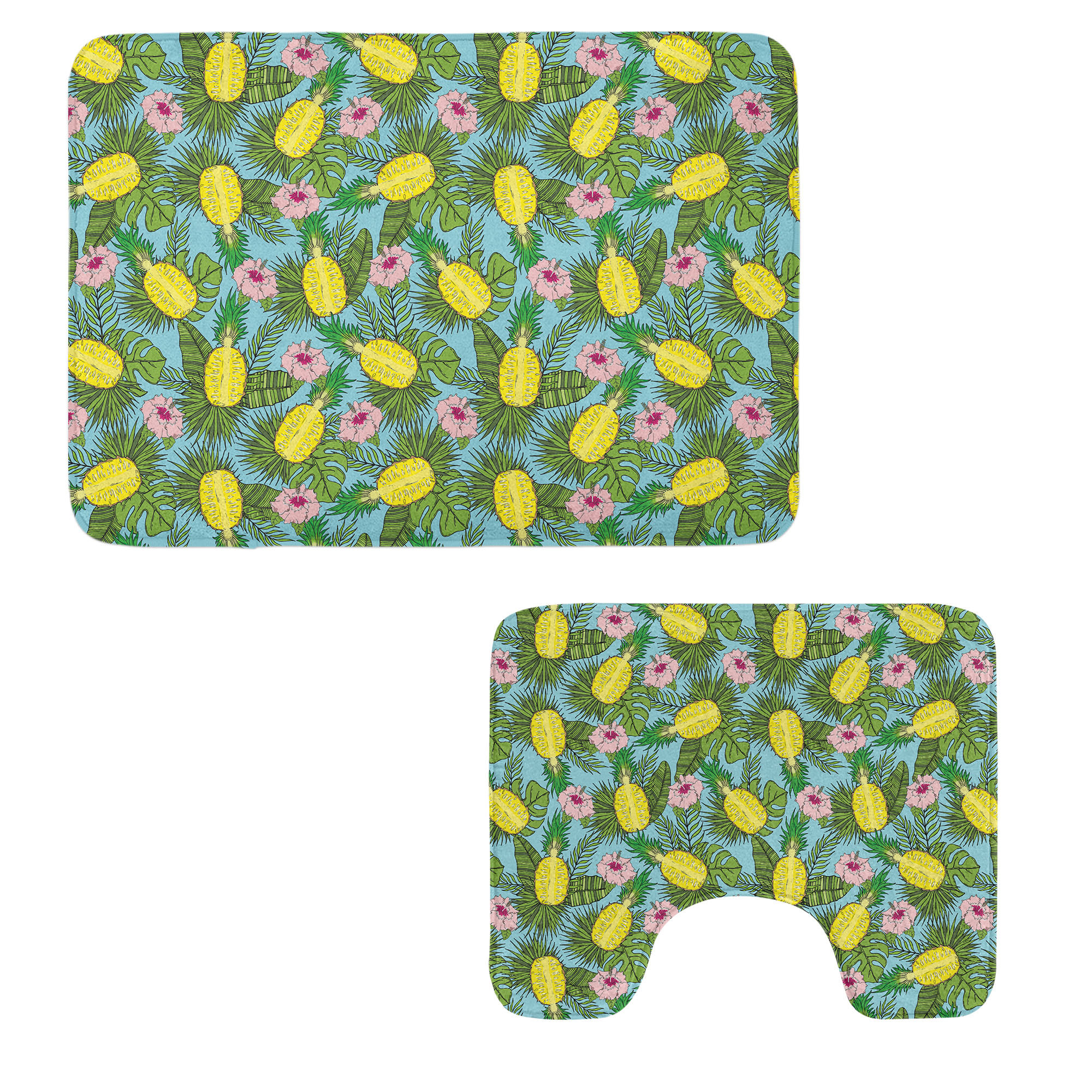 East Urban Home Pineapple Bathroom Rug Set 2 Pieces Rectangle & Contour ...