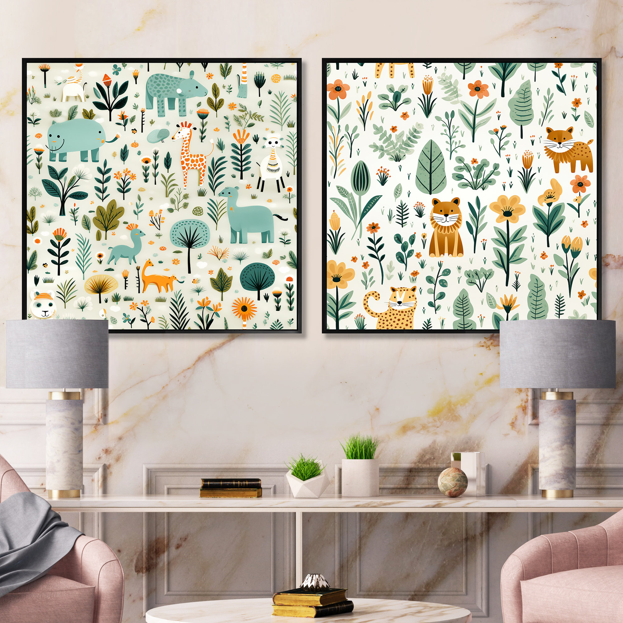 Millwood Pines Cartoon Jungle Safari Animal Print For Nursery - Animals ...