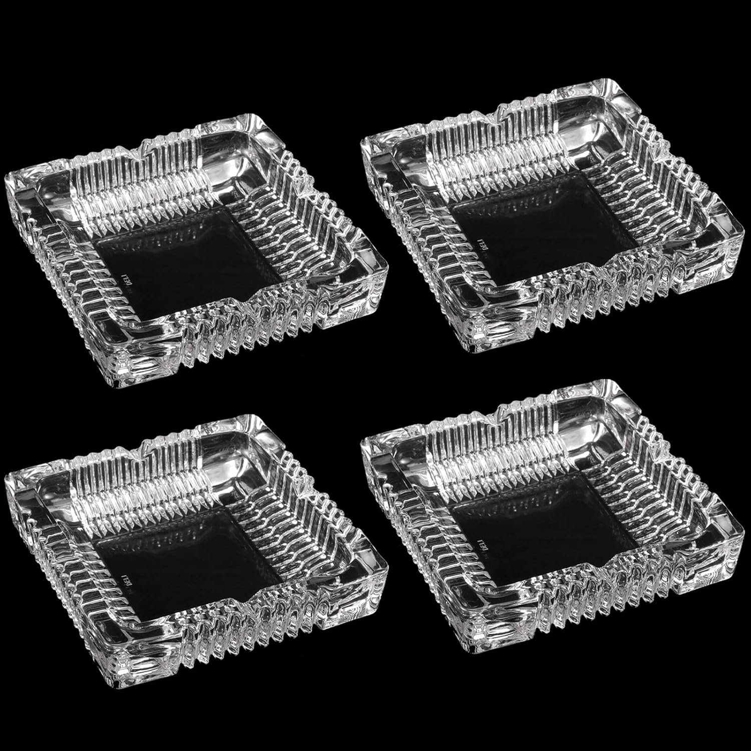 BINO 4 Pack 7 Inches Square Glass Ashtray, Luxury Glass Ashtray For ...