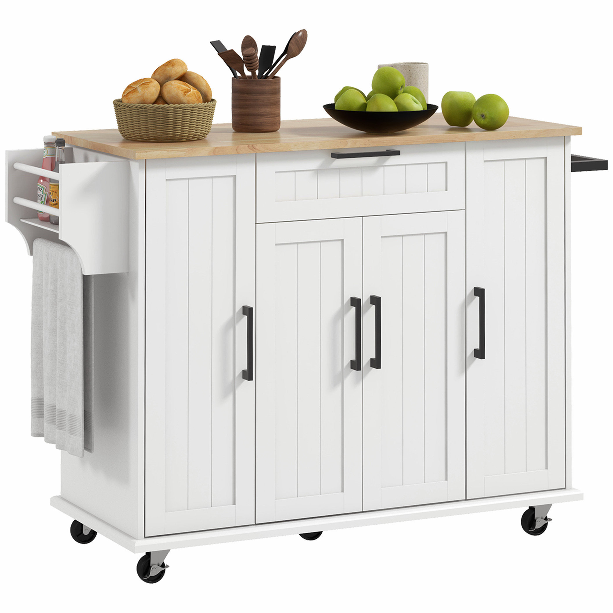 Latitude Run® Versatile Marble-Topped Kitchen Island with Abundant ...