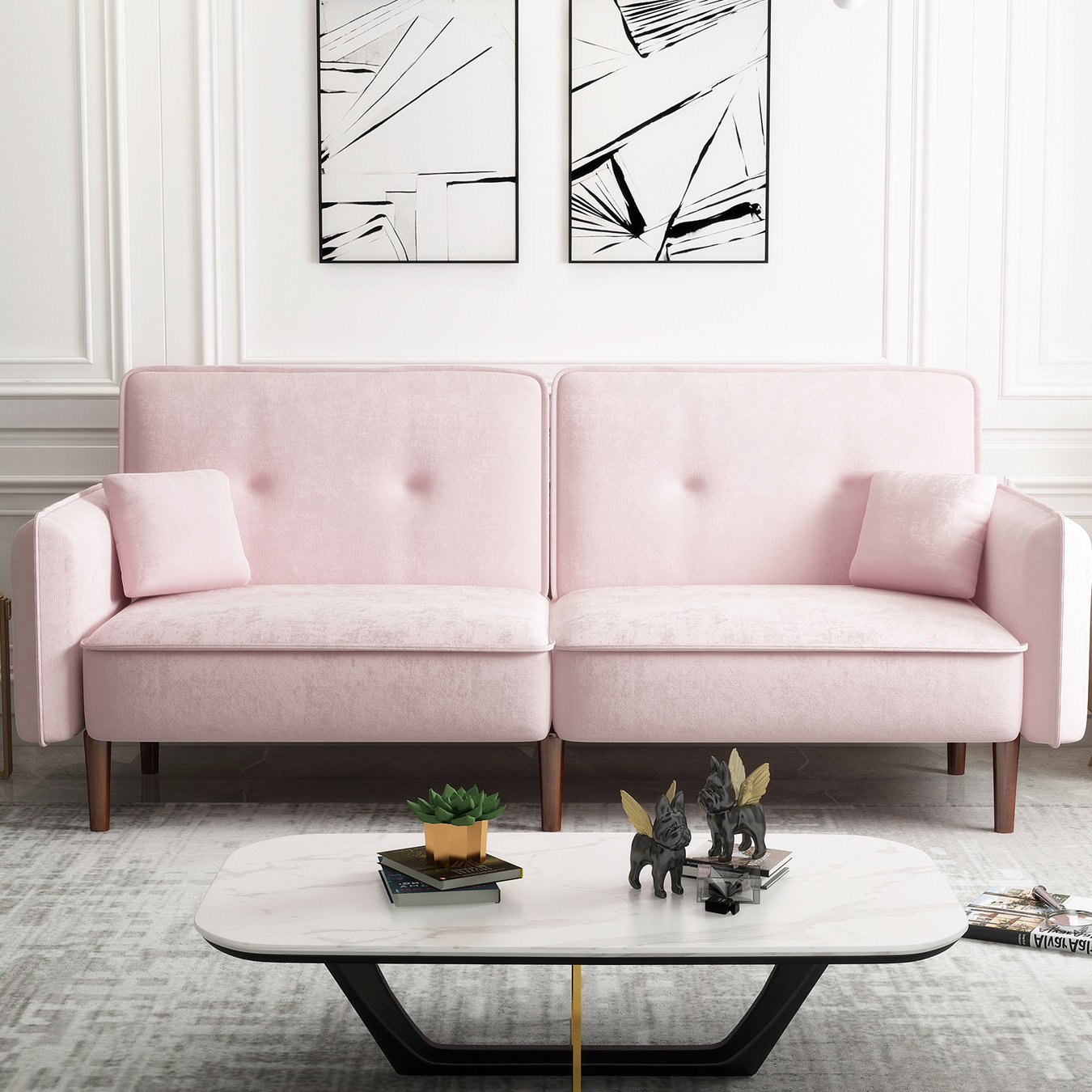 Latitude Run® Odny 75.09'' Velvet Modern Sofa Living Room Couch Living ...