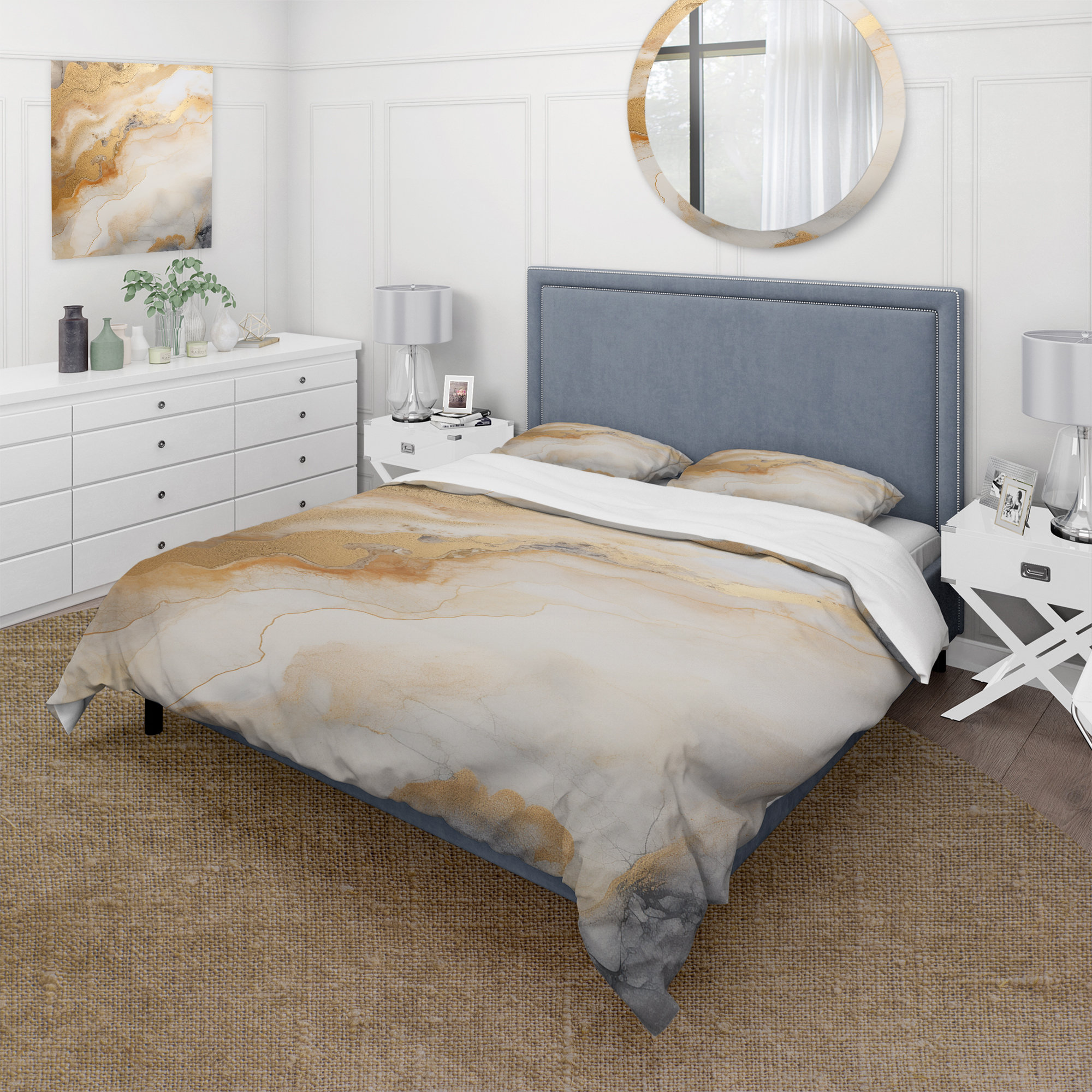 Design Art Abstract Beige And Gold Geyser Paint III - Abstract Shapes ...