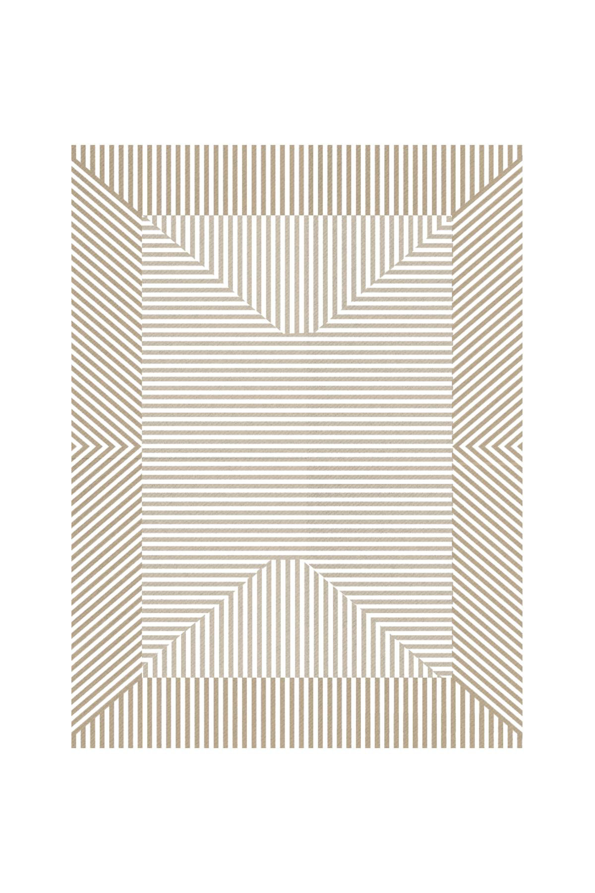 Hokku Designs Digital Non-Slip Washable Modern Striped Beige Living ...