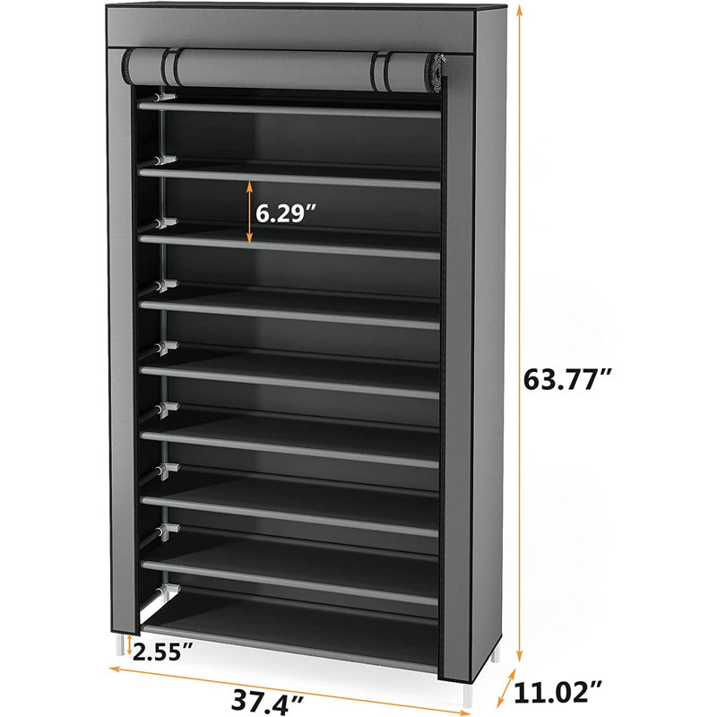 Rebrilliant 10 Tier Shoes Rack Organizer With Cover & Reviews | Wayfair