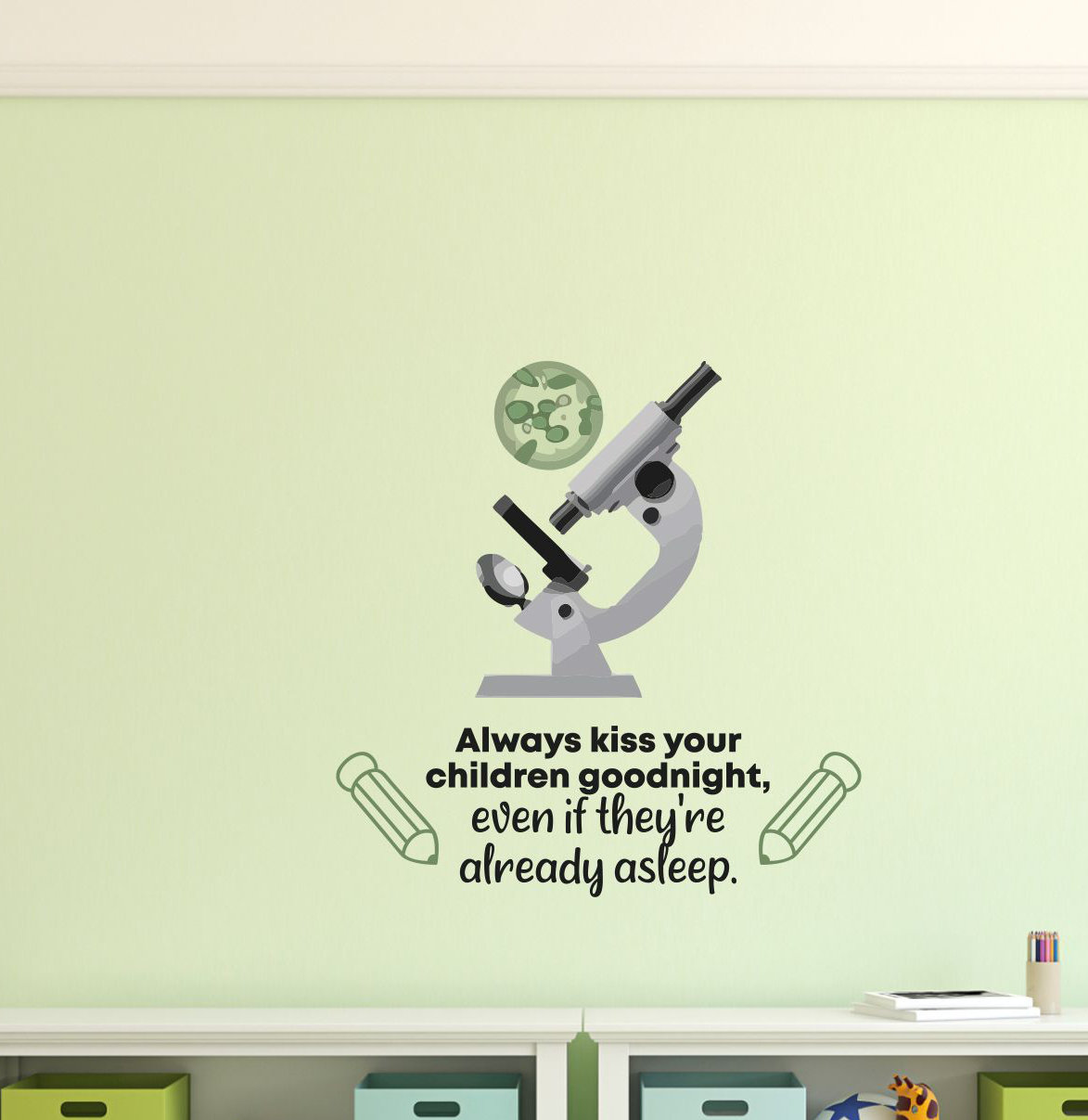 Design With Vinyl Goodnight Microscope Science Cartoon Quotes Wall ...