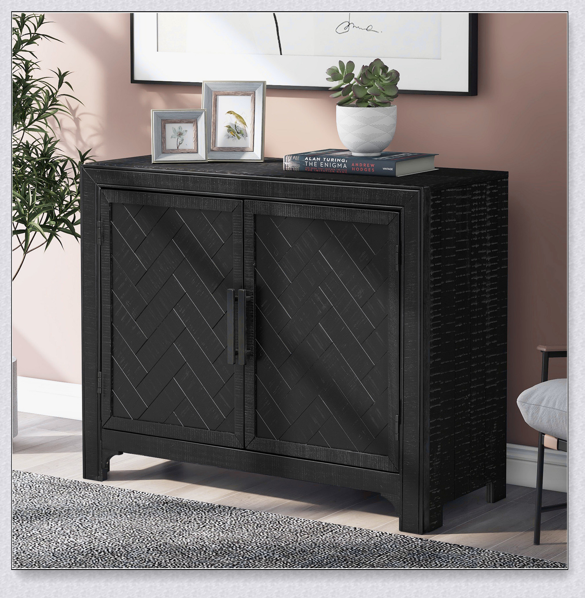 Red Barrel Studio® 40'' Modern Cabinets with Unique Design Doors with 1 ...