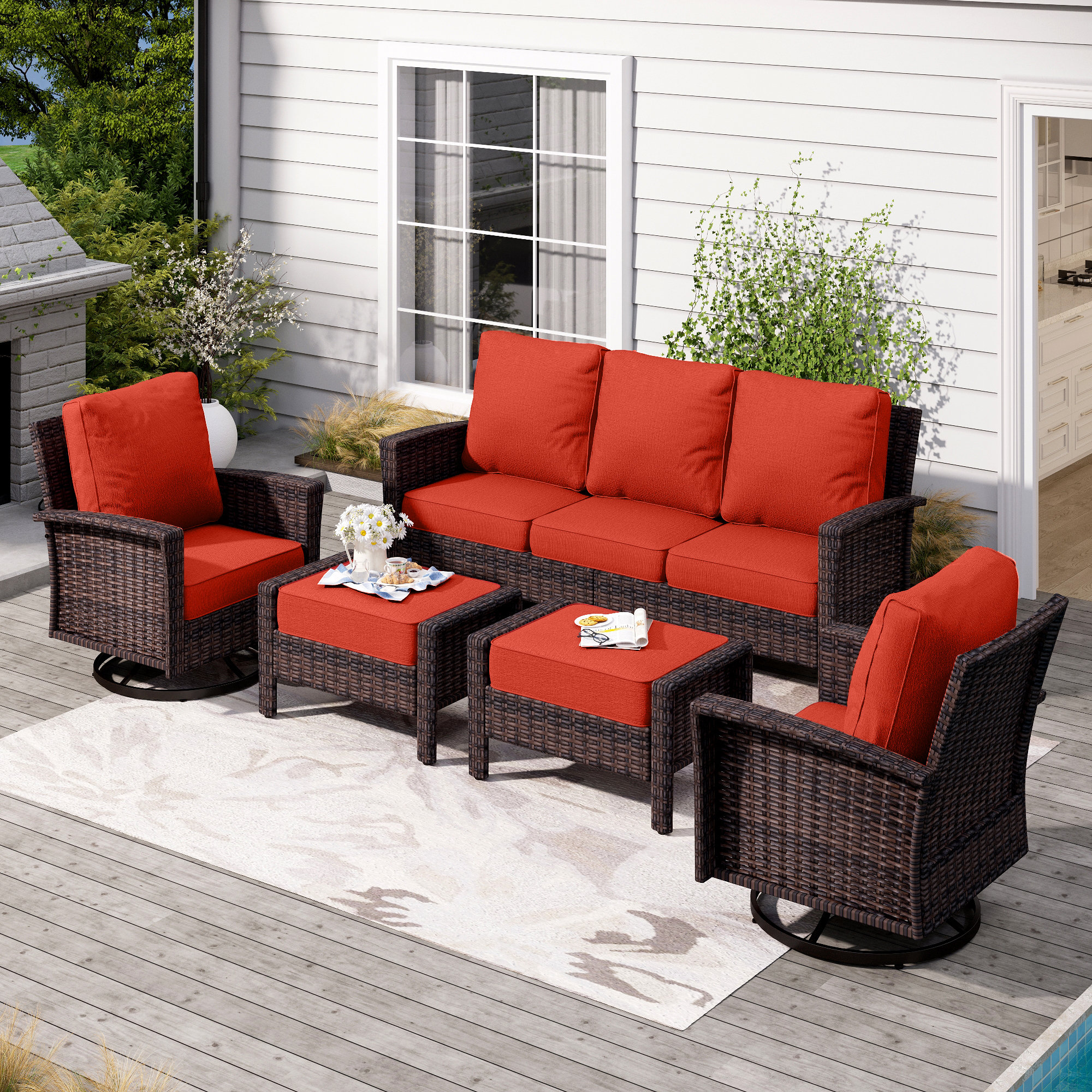 Wildon Home® Nadilee 5 Piece Sofa Seating Group with Cushions & Reviews ...