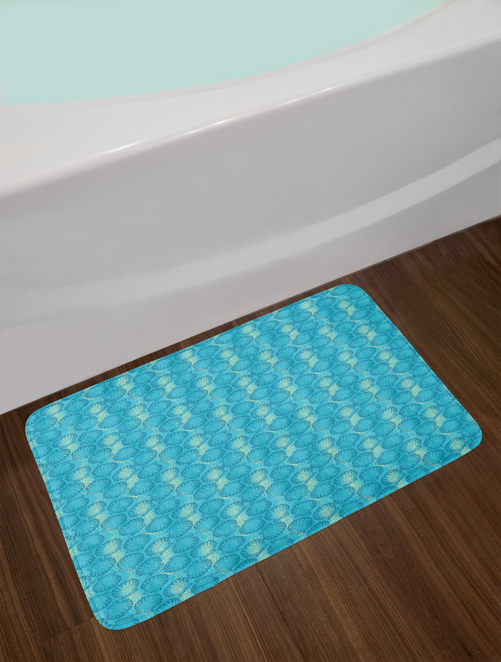 East Urban Home Ocean Plush Bath Mat, Scallop Sea Shells Aquatic, 30.2 ...