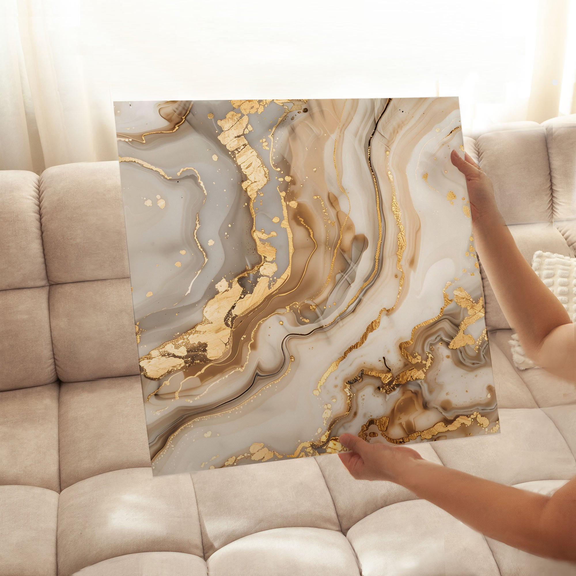 Mercer41 Abstract Golden Geode V Modern Unframed Art Print | Wayfair