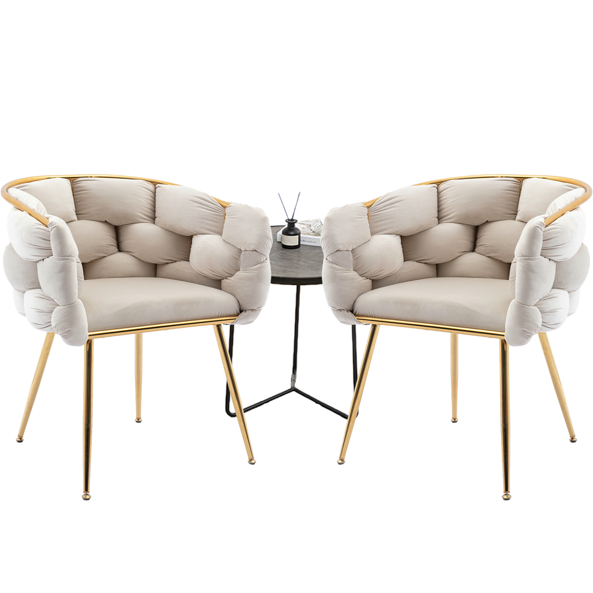 Everly Quinn Luxury Modern Velvet Accent Chairs With Gold Legs(Set of 2 ...