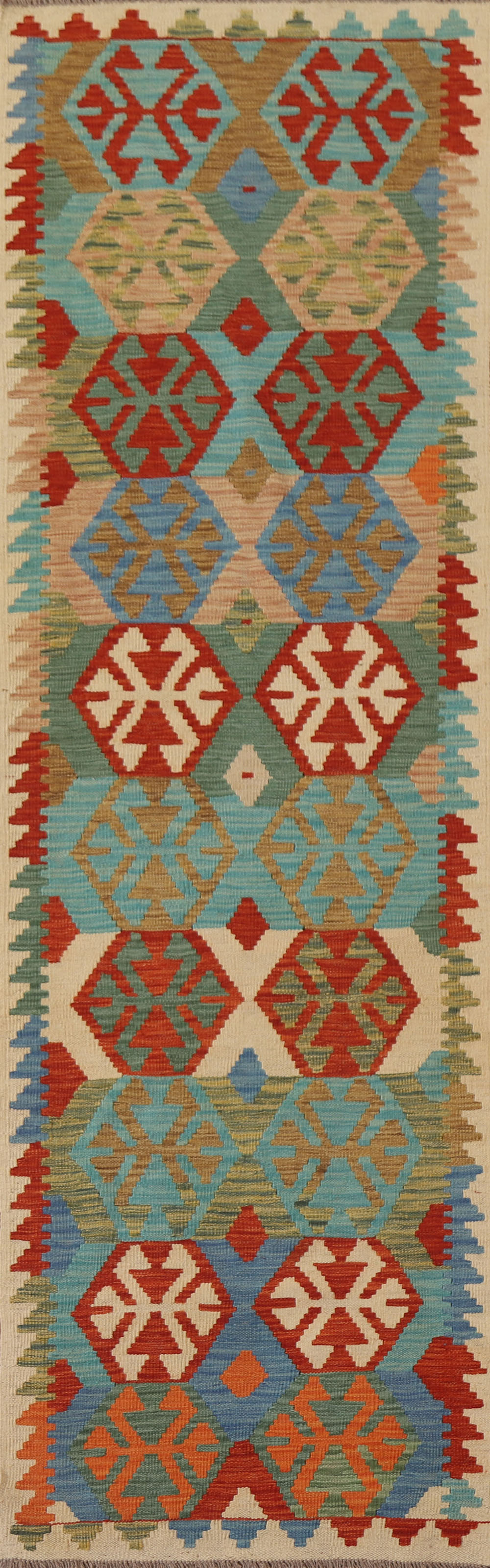 Dakota Fields Colorful Kilim Geometric Runner Rug 3x10 | Wayfair