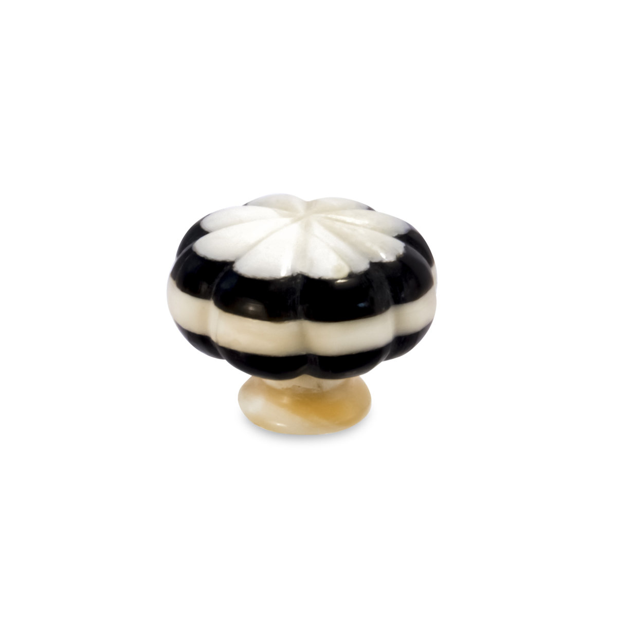 Mascot Hardware Melon Shape 1-1/2 in. (38mm) Black & Cream Ceramic Knob ...