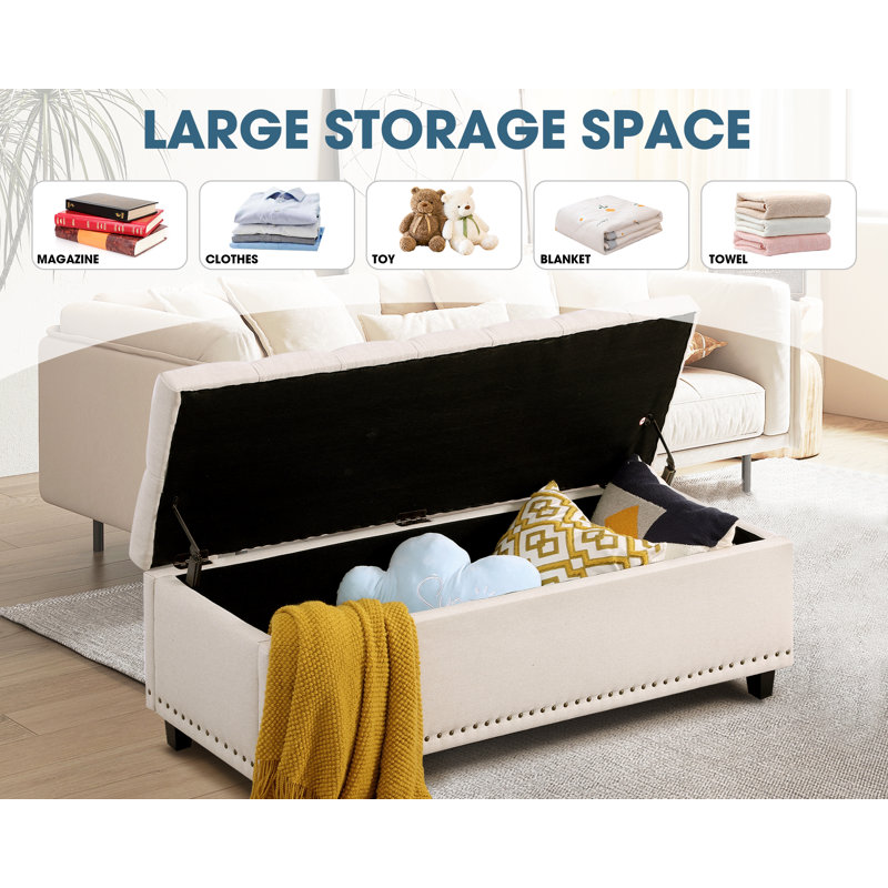 Ebern Designs 51" Ottoman Storage Benches, 30 Gallons of Bed Storage ...
