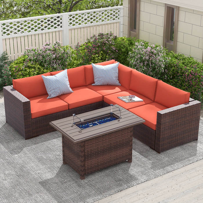Wade Logan® Caydin 5 - Person Outdoor Seating Group with Cushions ...
