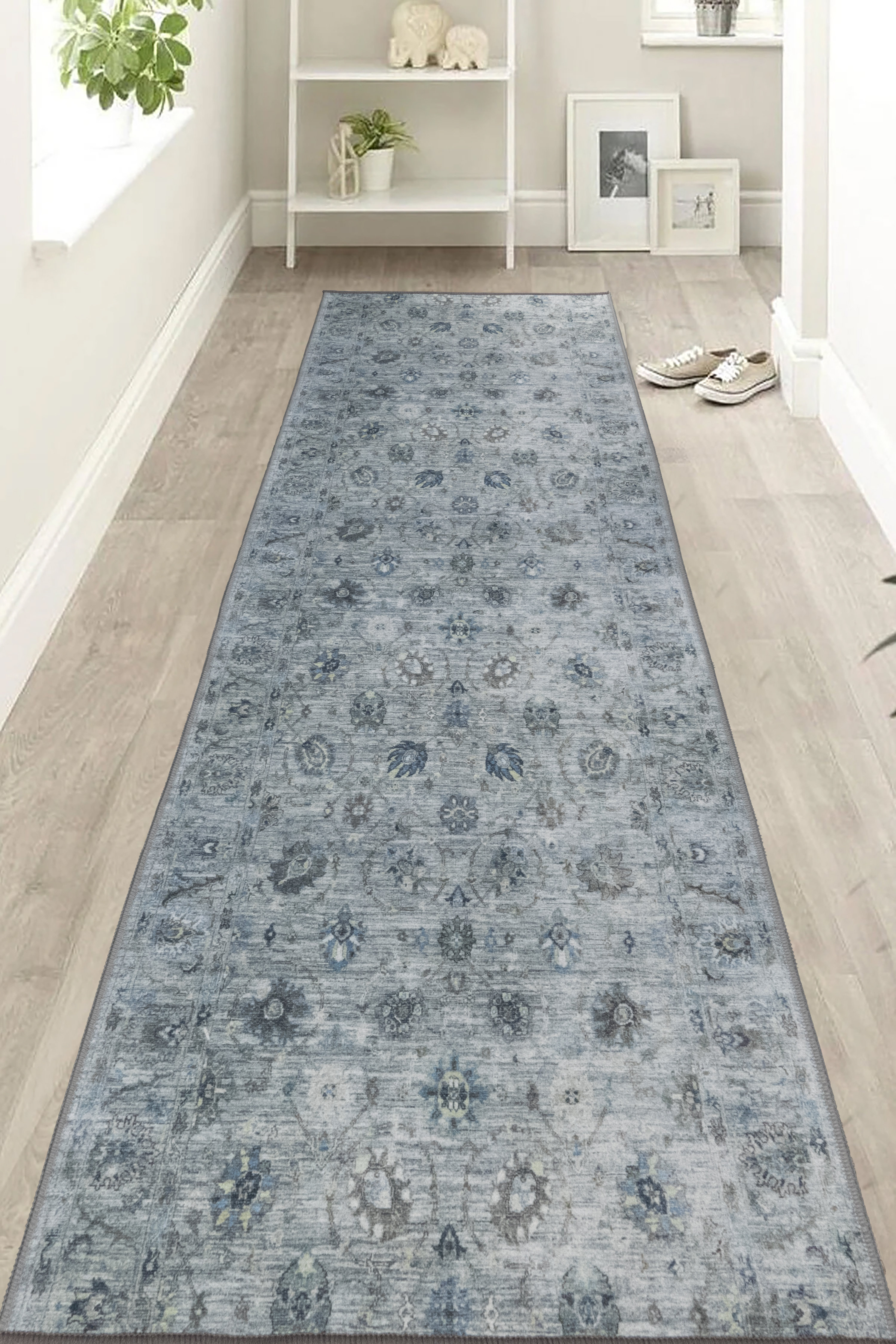 Andover Mills™ Custom Size Printed Blue Floral Design Cotton Pile ...