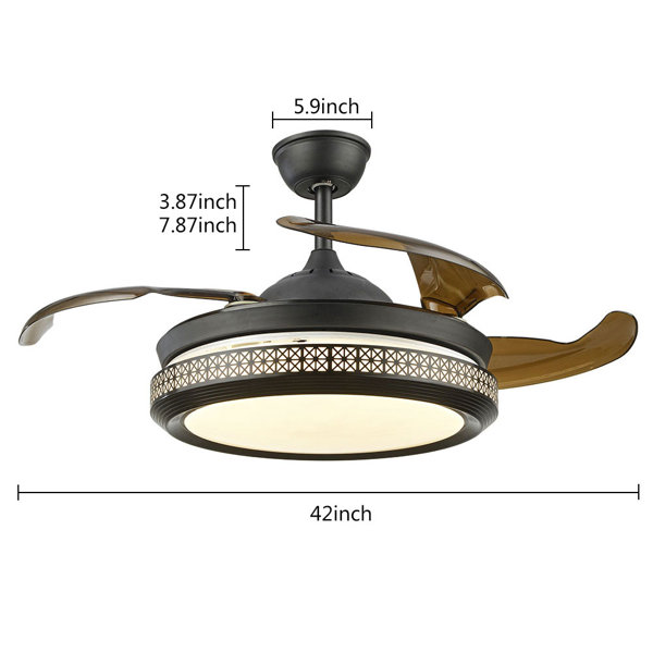 Red Barrel Studio® 4 - Blade LED Retractable Blades Ceiling Fan with ...