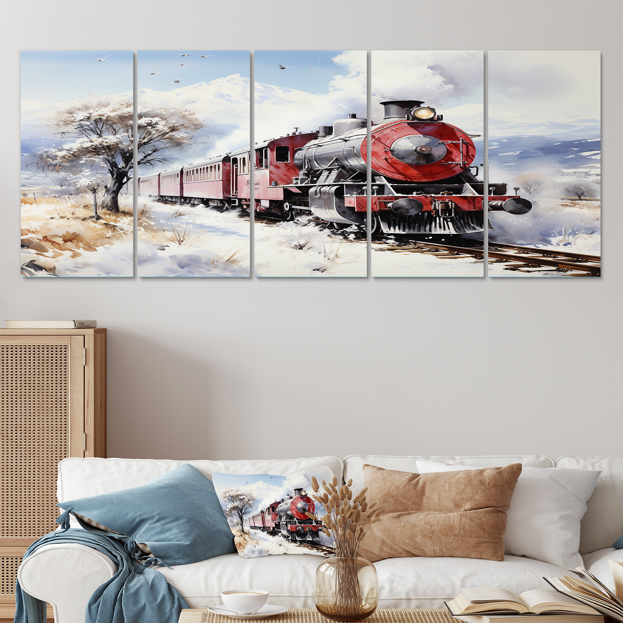 Lark Manor™ Red And White Beautiful Countryside Train - Transportation ...