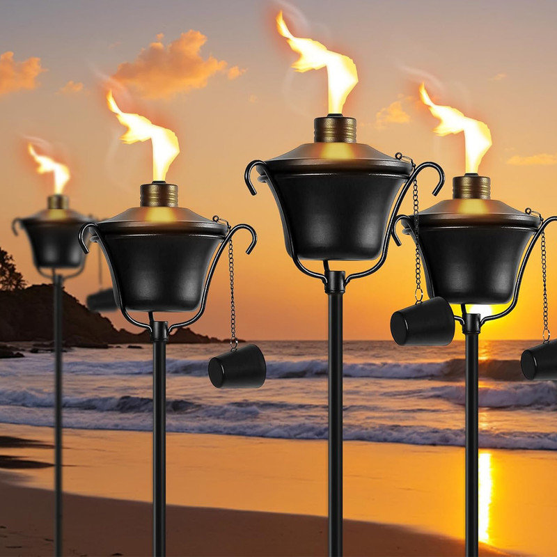 JASODI Citronella Torches, 3-Prong Grounded Stake Outdoor Torches, 14.5 ...