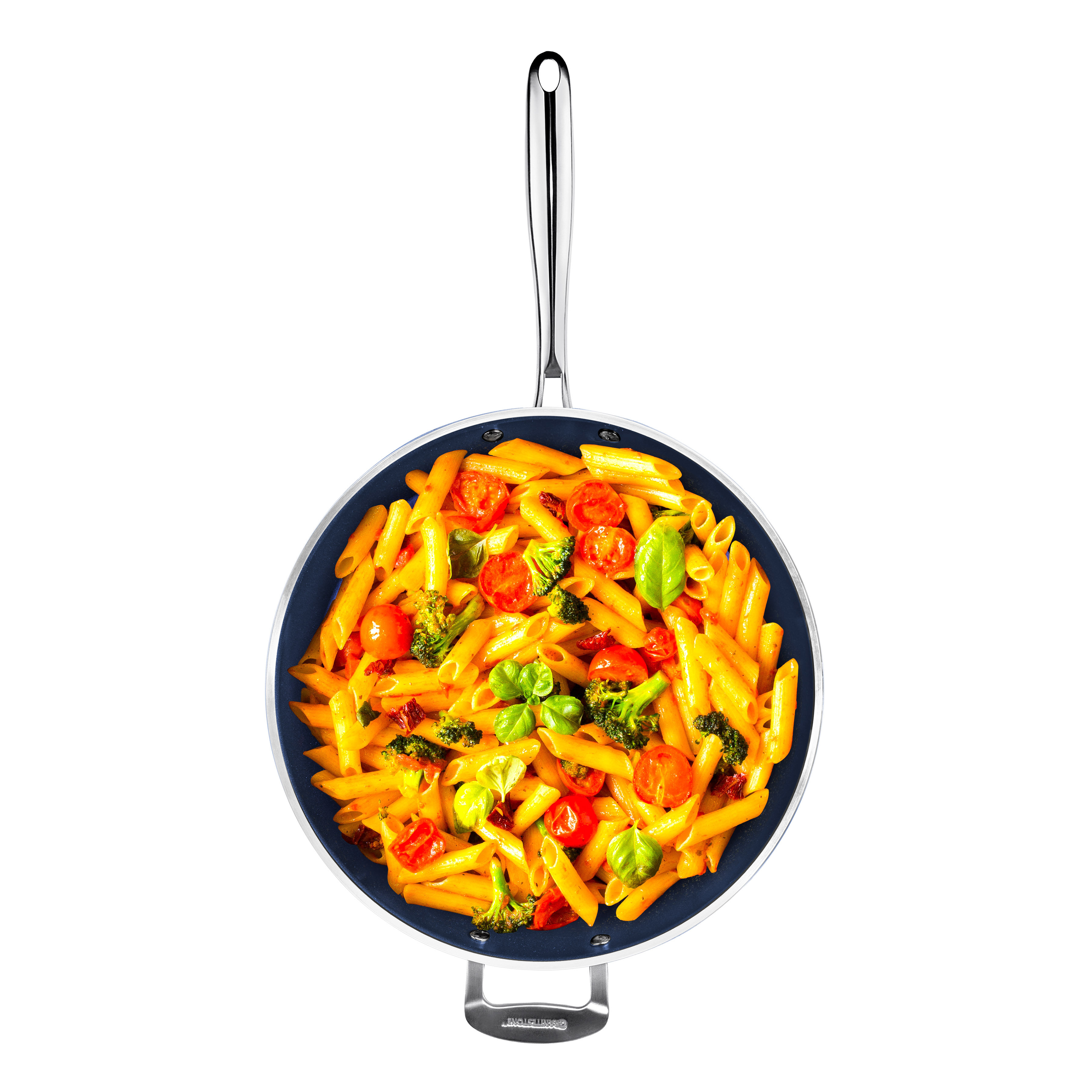 Granitestone Blue 14'' Nonstick Family Fry Pan with Helper Handle, Oven ...